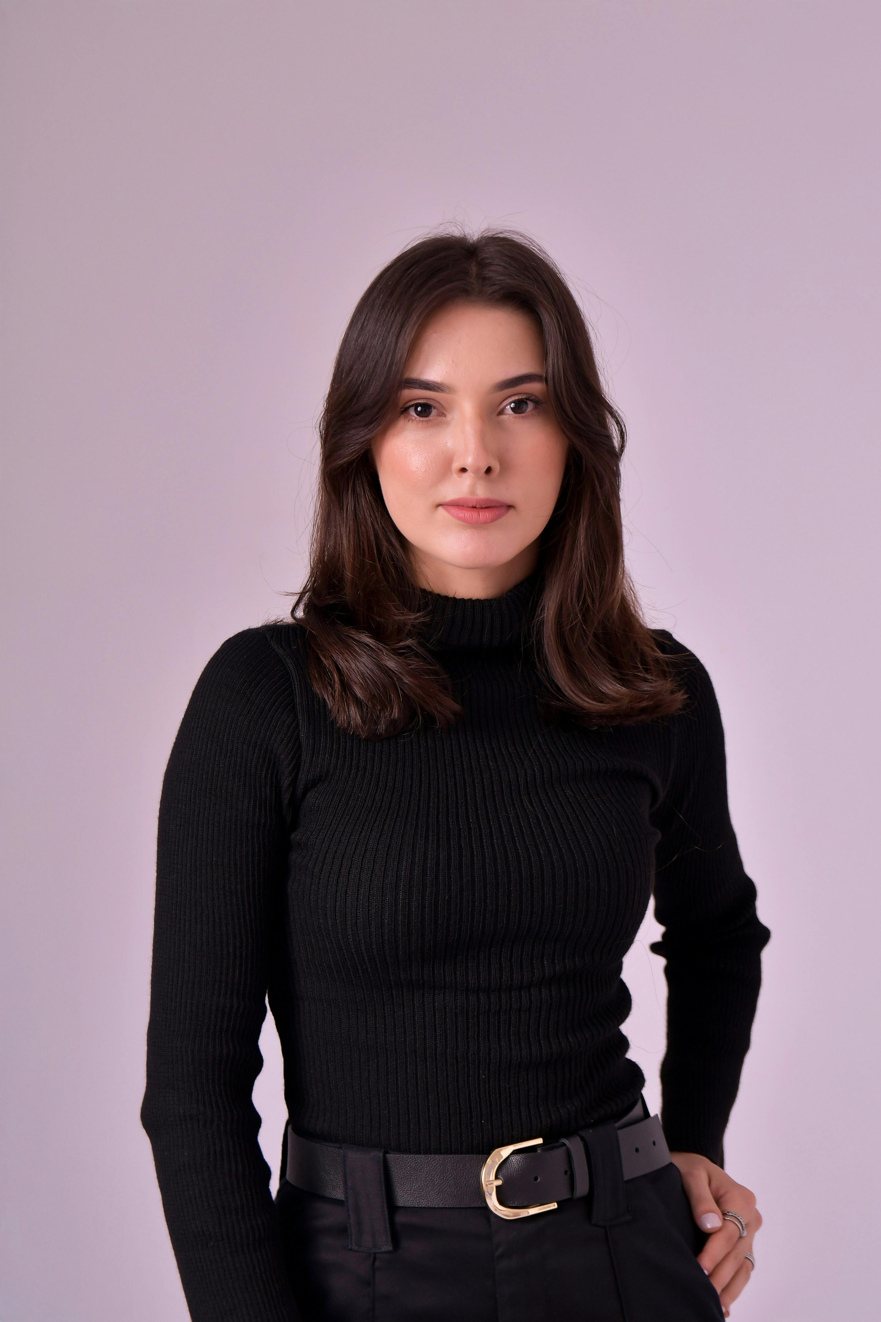 Professional Portrait of Woman in Black Sweater · Free Stock Photo