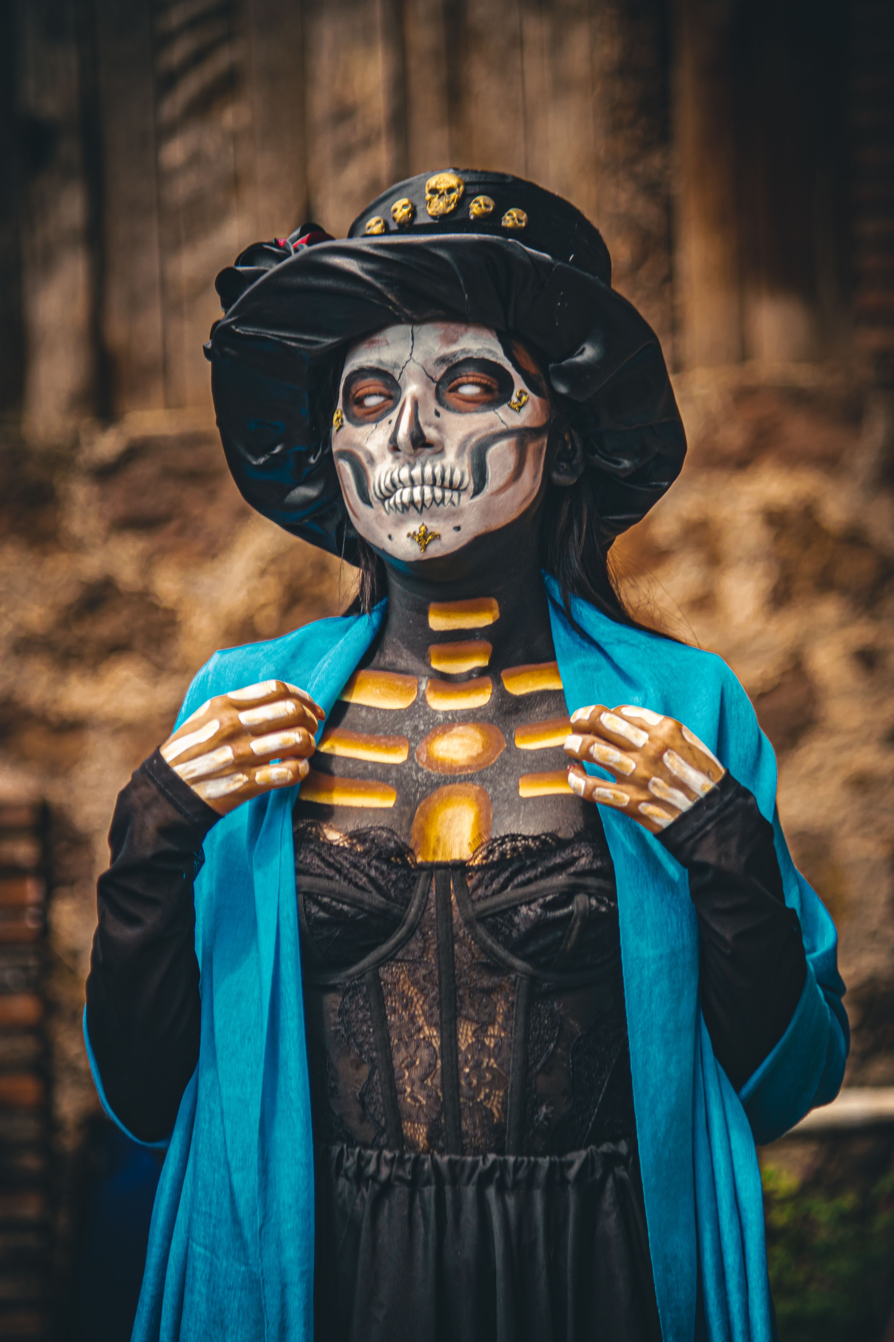 Vibrant Catrina Makeup for Day of the Dead · Free Stock Photo