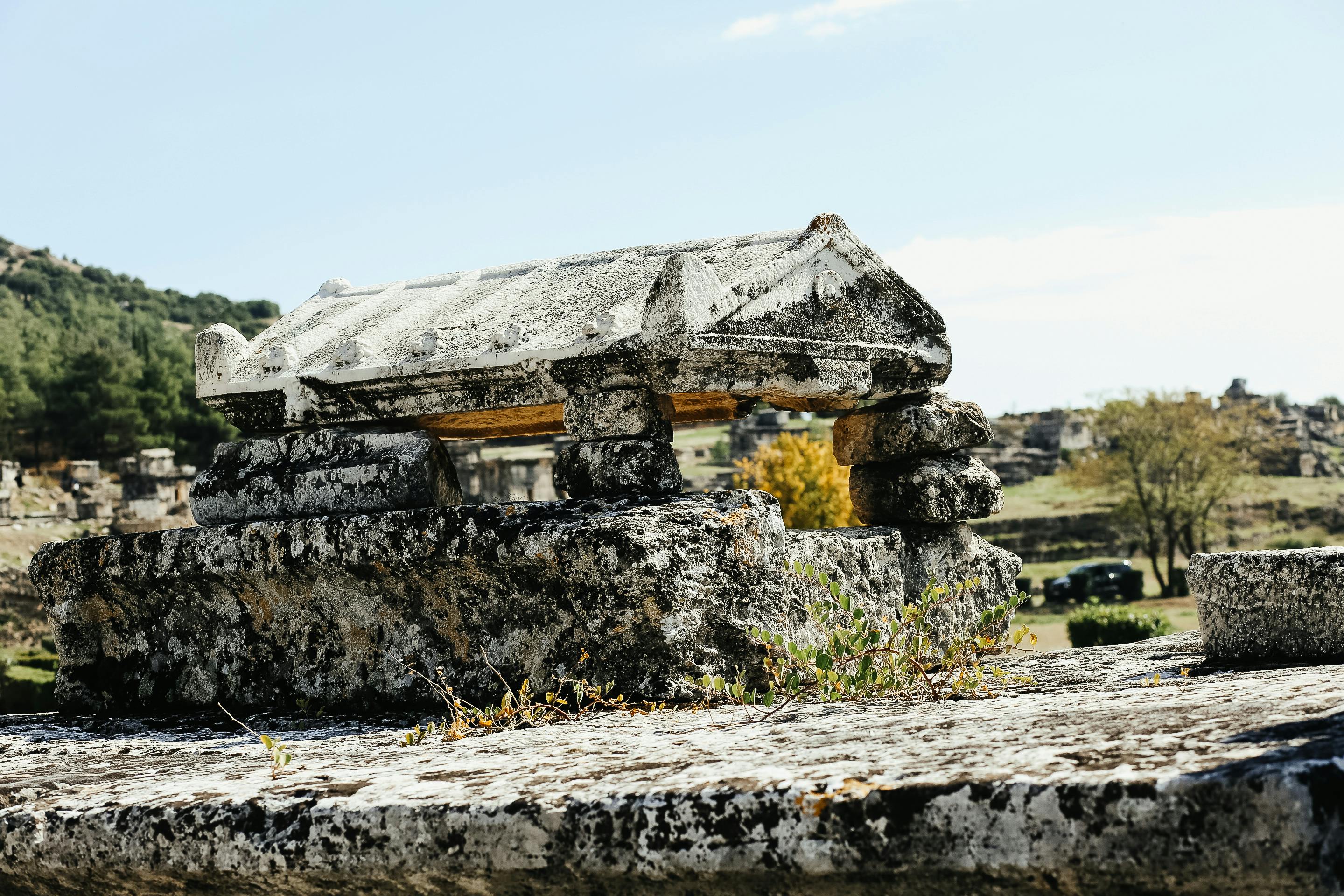 Stone ruins and coastal landscape in Turkey