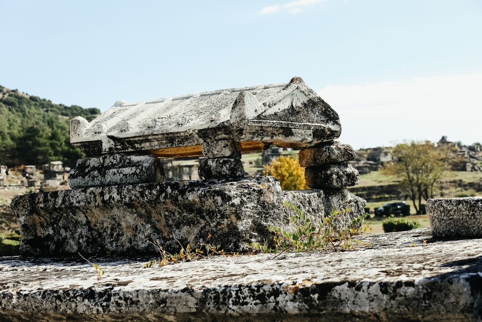 Stone ruins and coastal landscape in Turkey