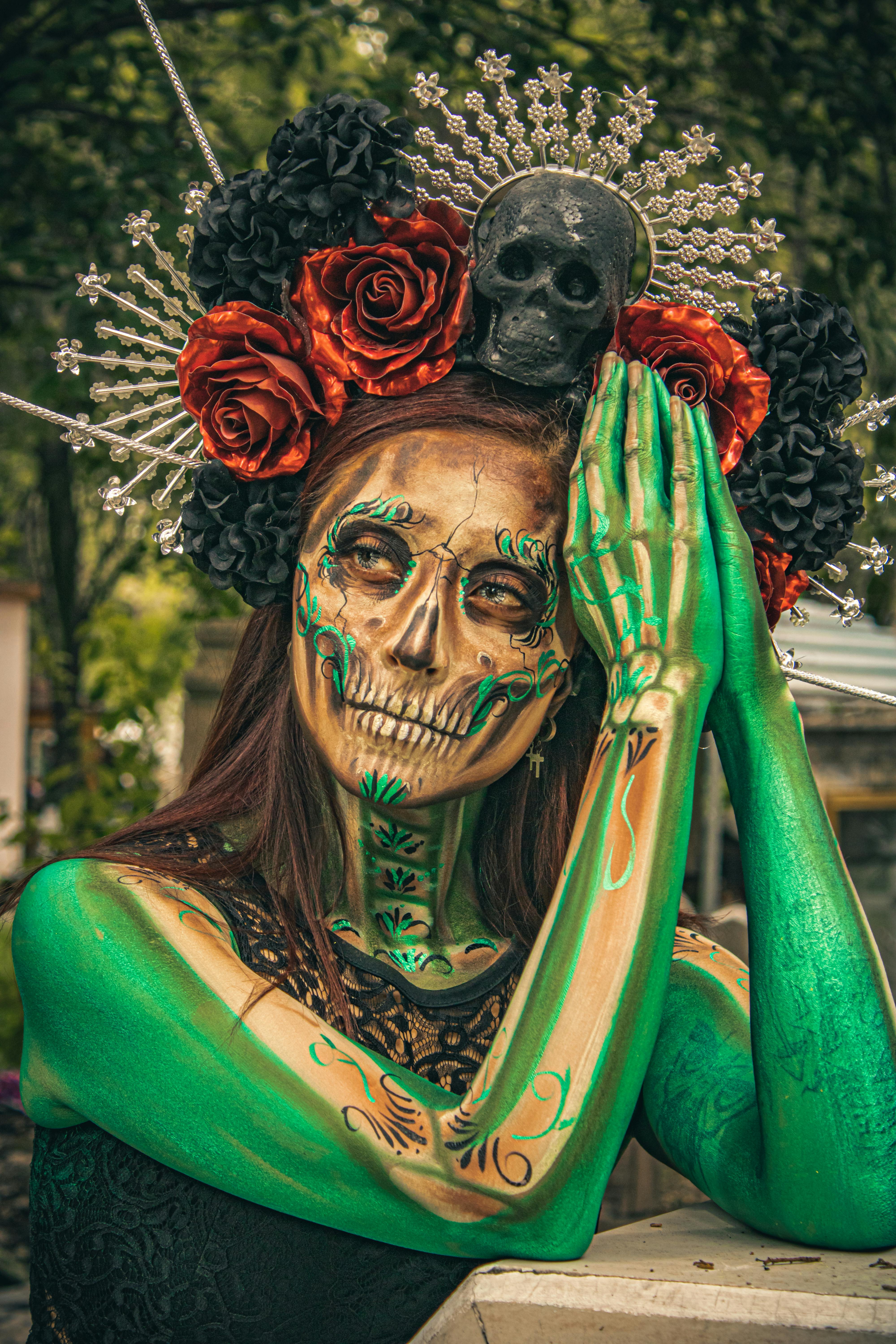 Vibrant Catrina in Traditional Mexican Makeup · Free Stock Photo