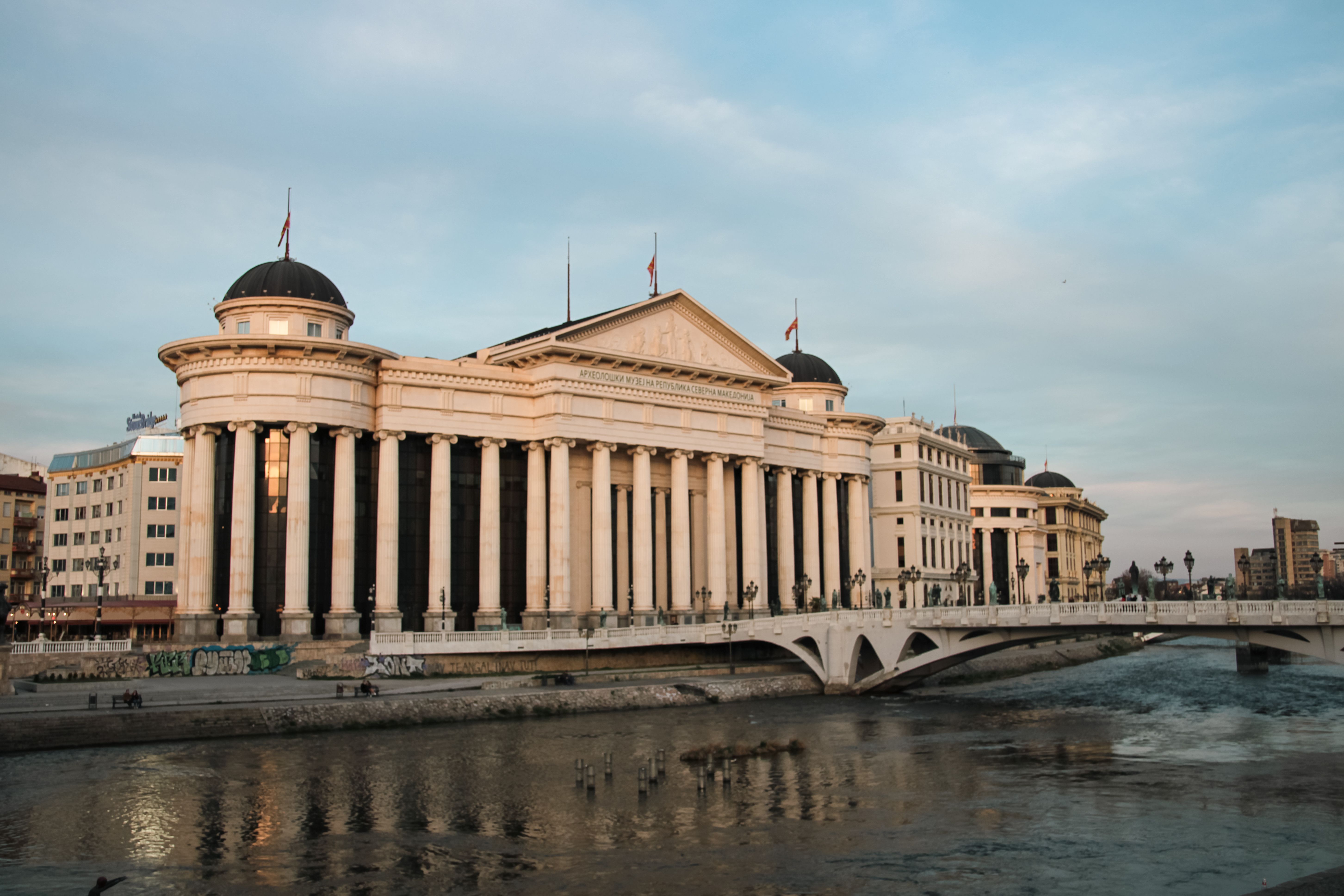 Neo-Classical Museum in Skopje at Sunset · Free Stock Photo