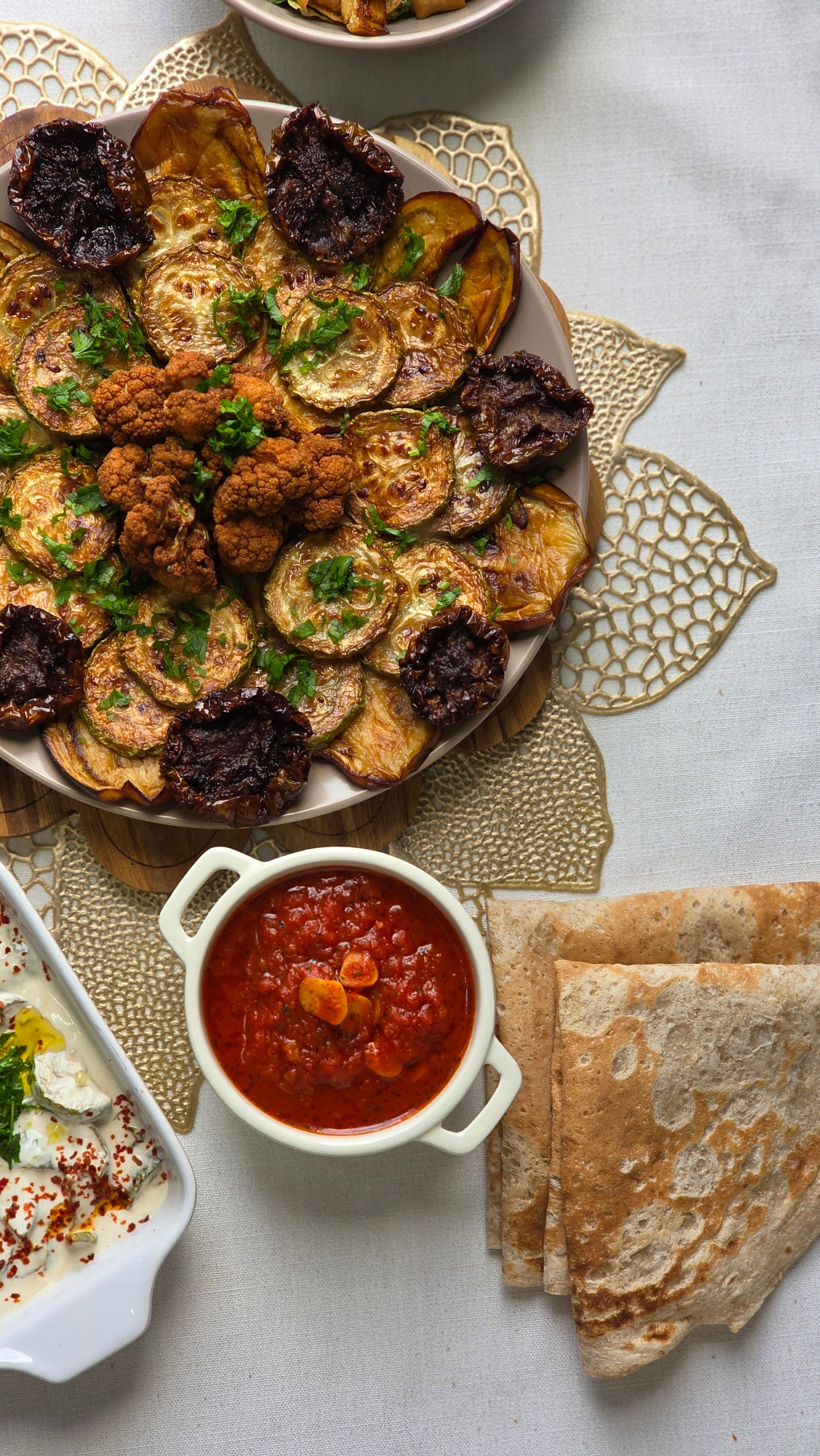 Traditional Middle Eastern Vegetarian Platter · Free Stock Photo