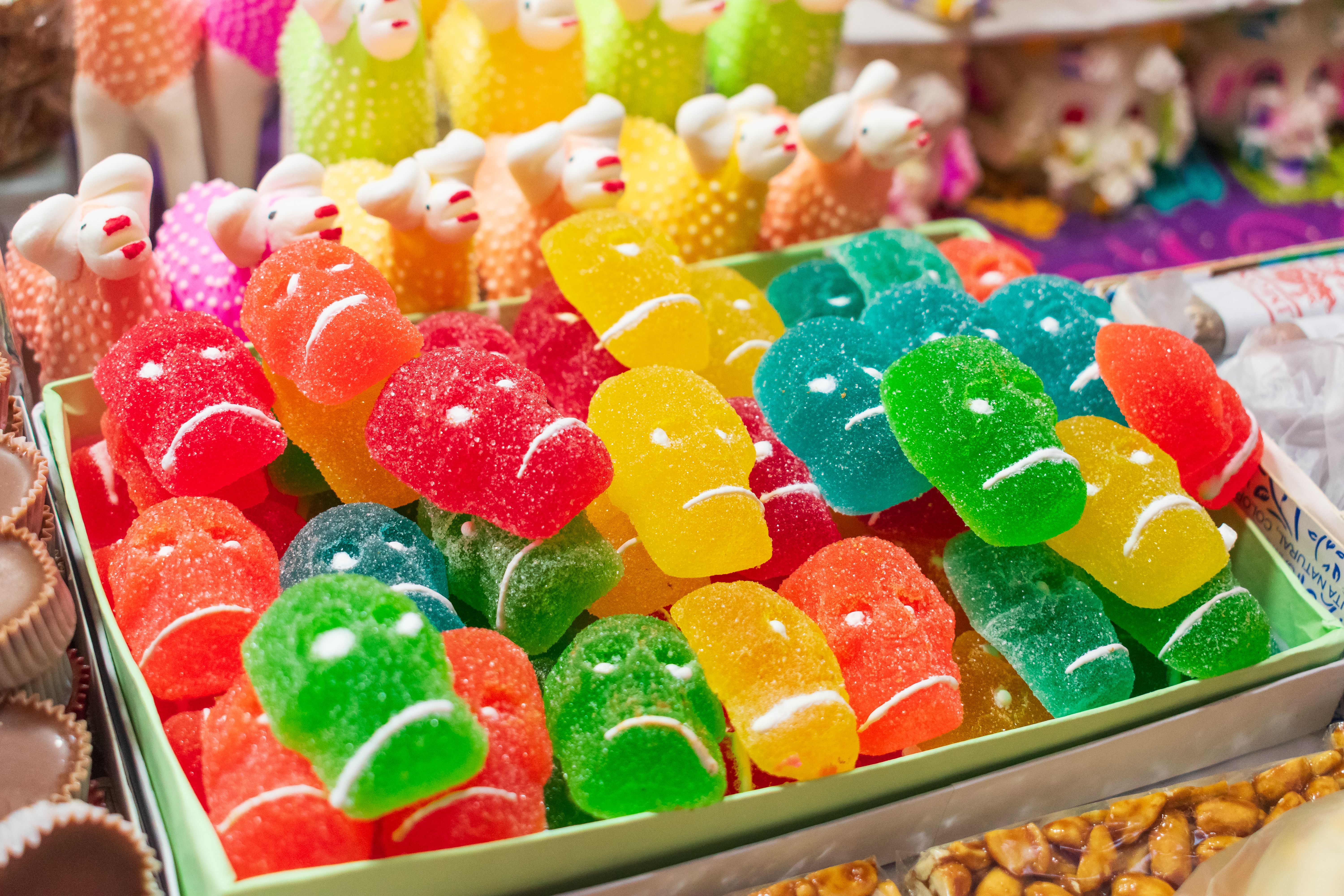 Colorful Mexican Sugar Skulls Candy Display · Free Stock Photo