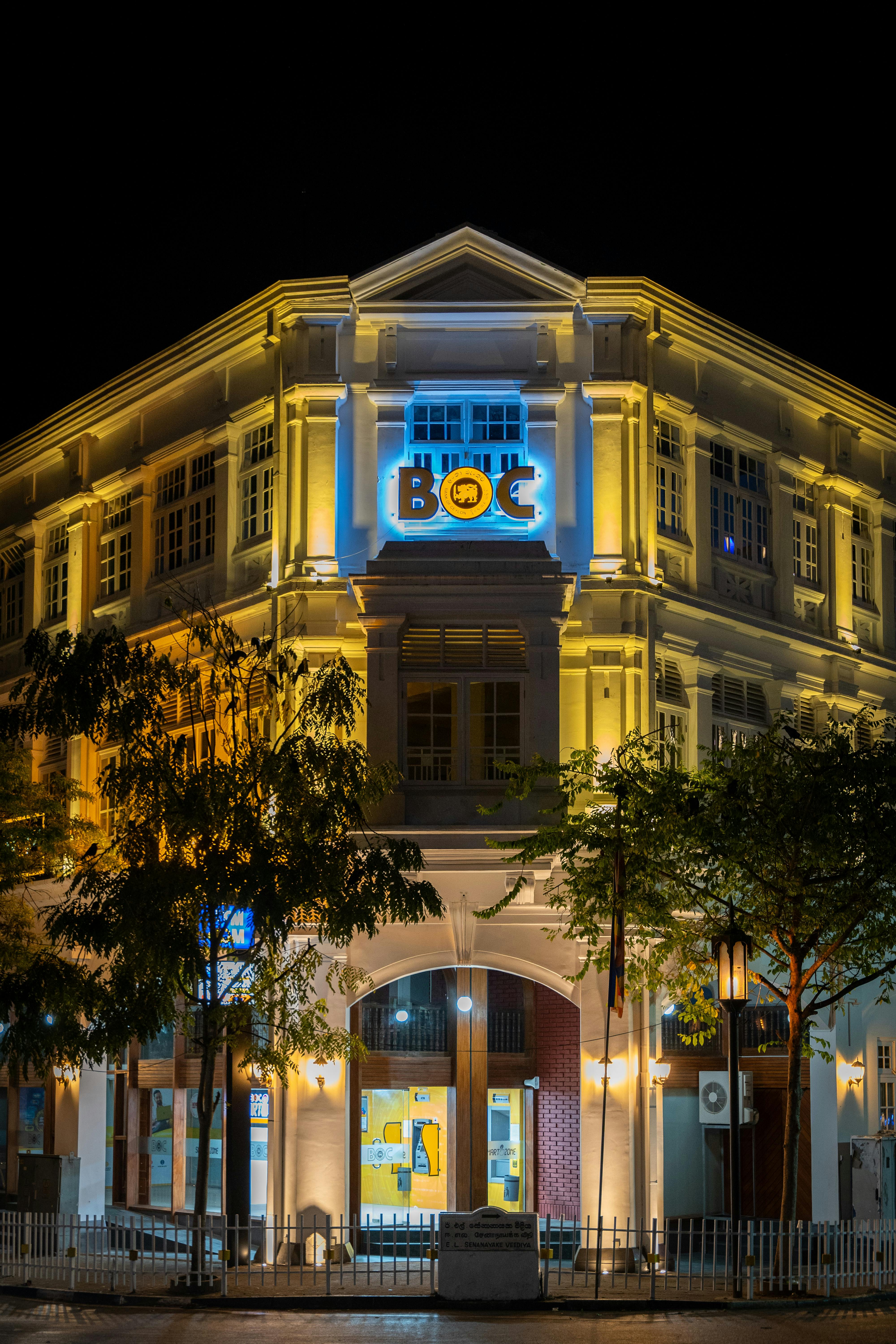 Illuminated BOC Building at Night in Kandy · Free Stock Photo