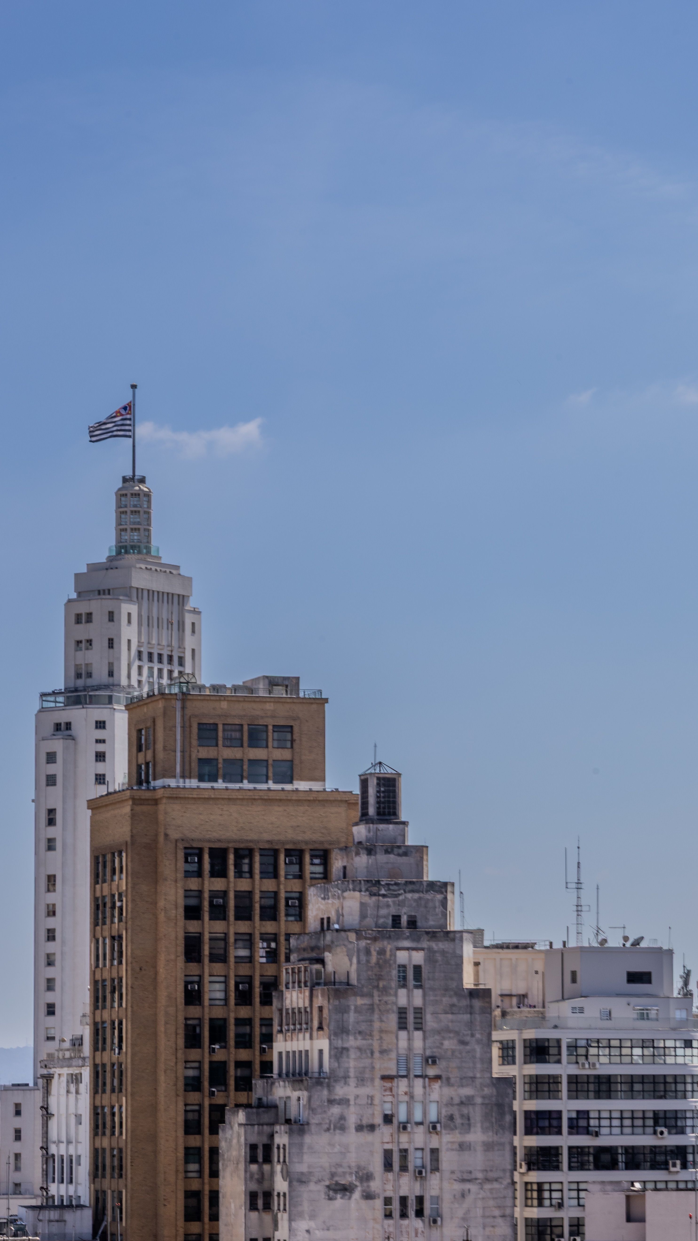Urban Skyline with Historic Buildings and Flag · Free Stock Photo