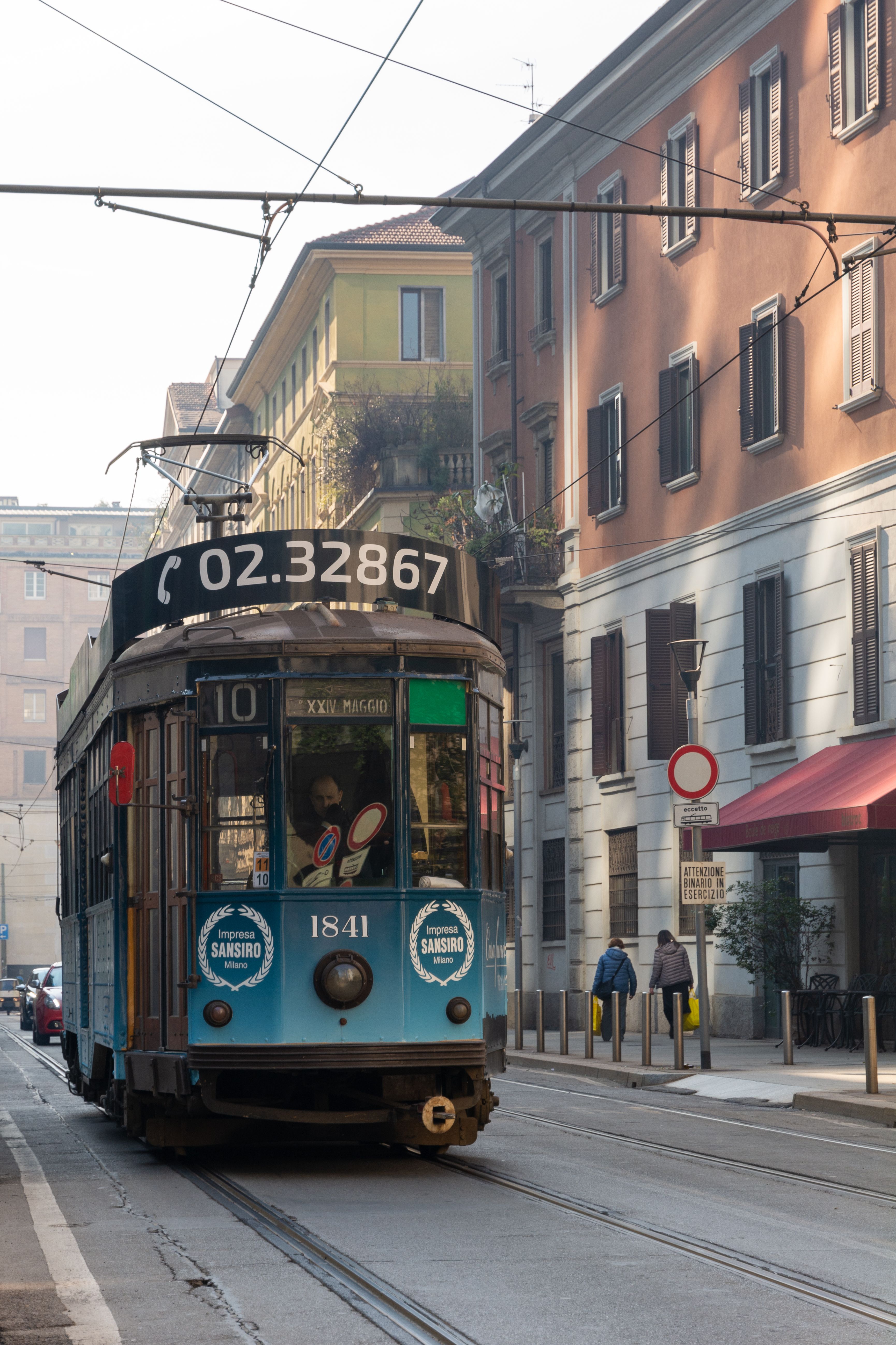 Historic Milan Tram on an Urban Street · Free Stock Photo