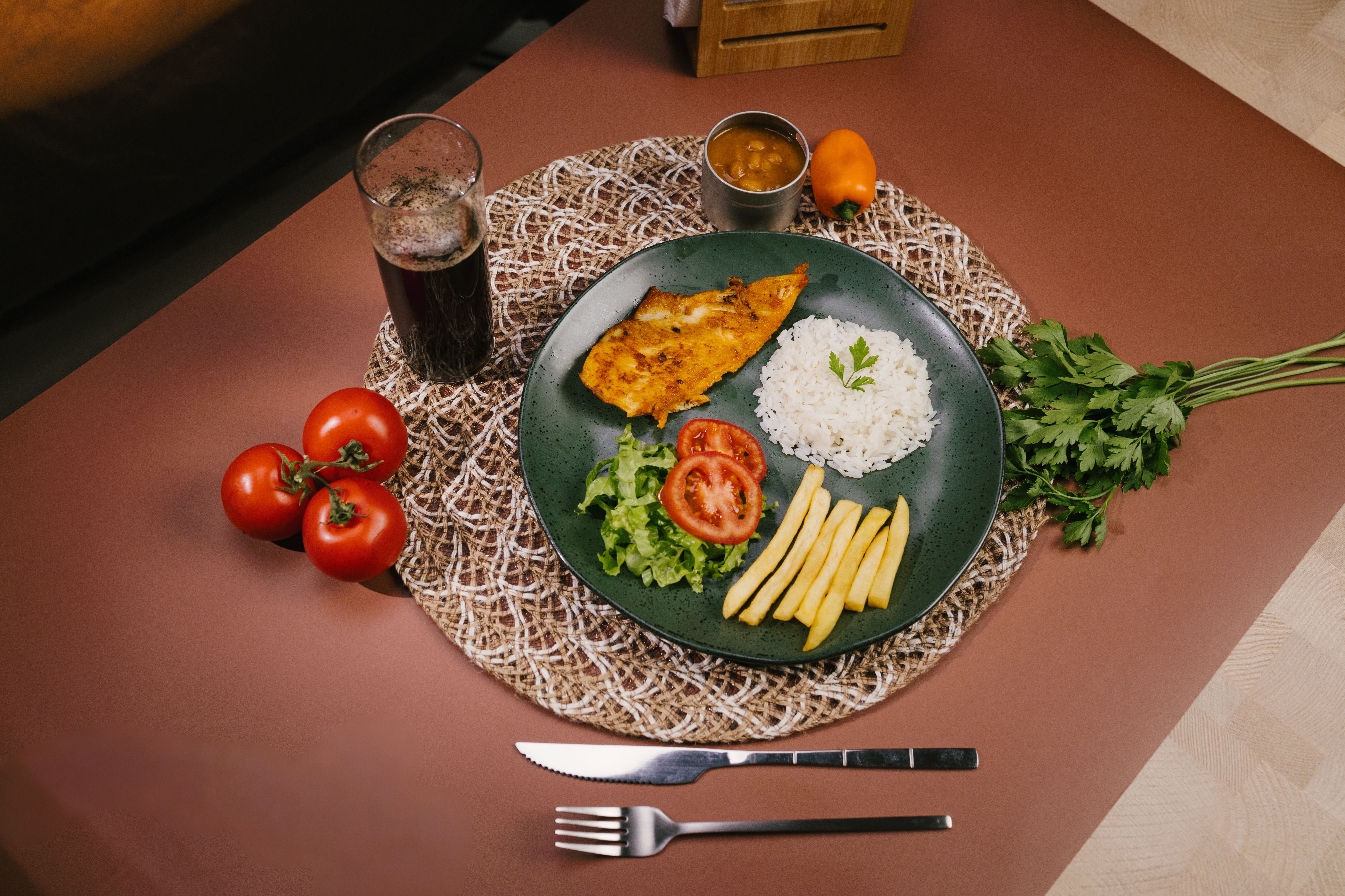 Authentic Brazilian Meal with Fish and Rice · Free Stock Photo