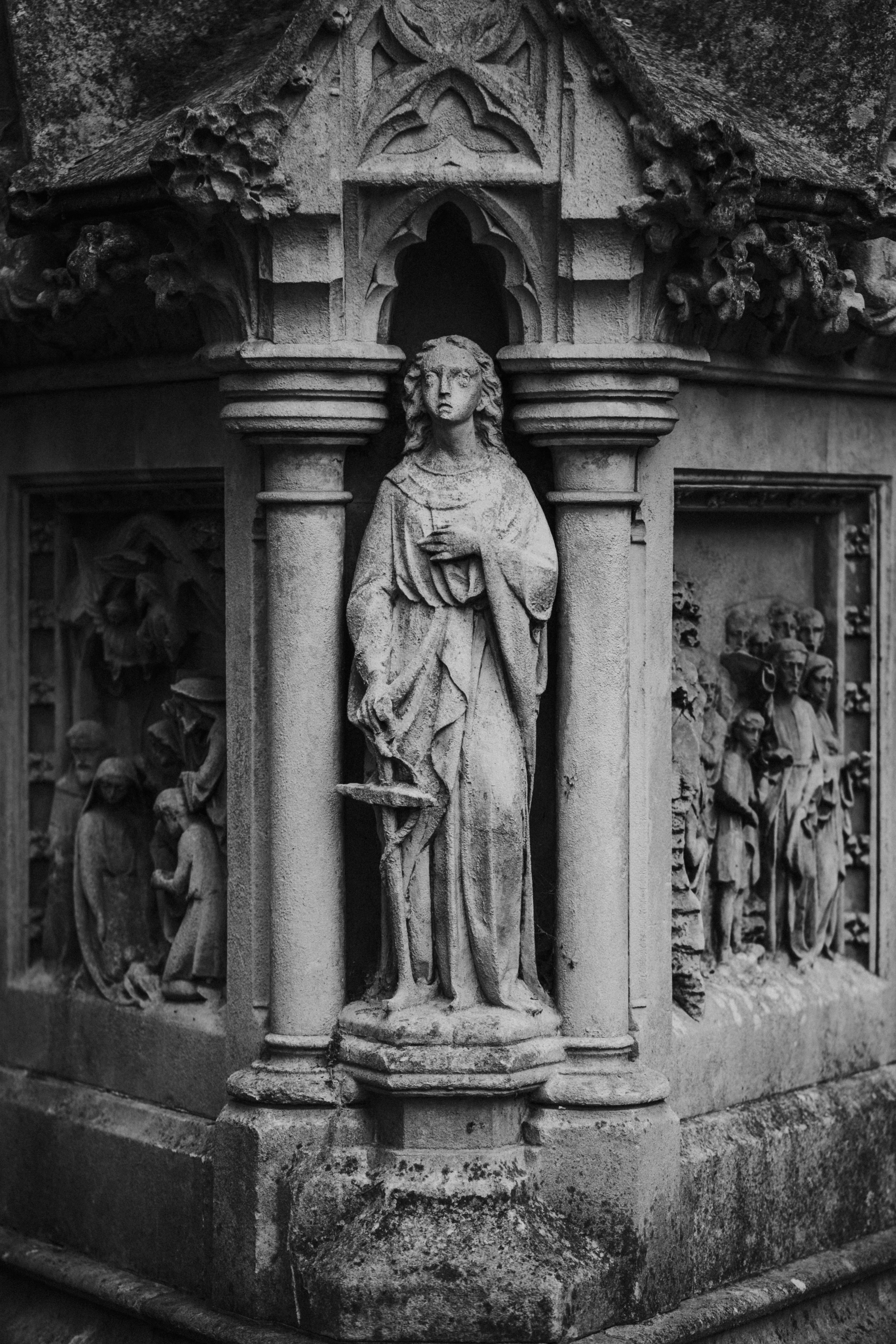 Historic Gothic Stone Sculpture with Columns · Free Stock Photo