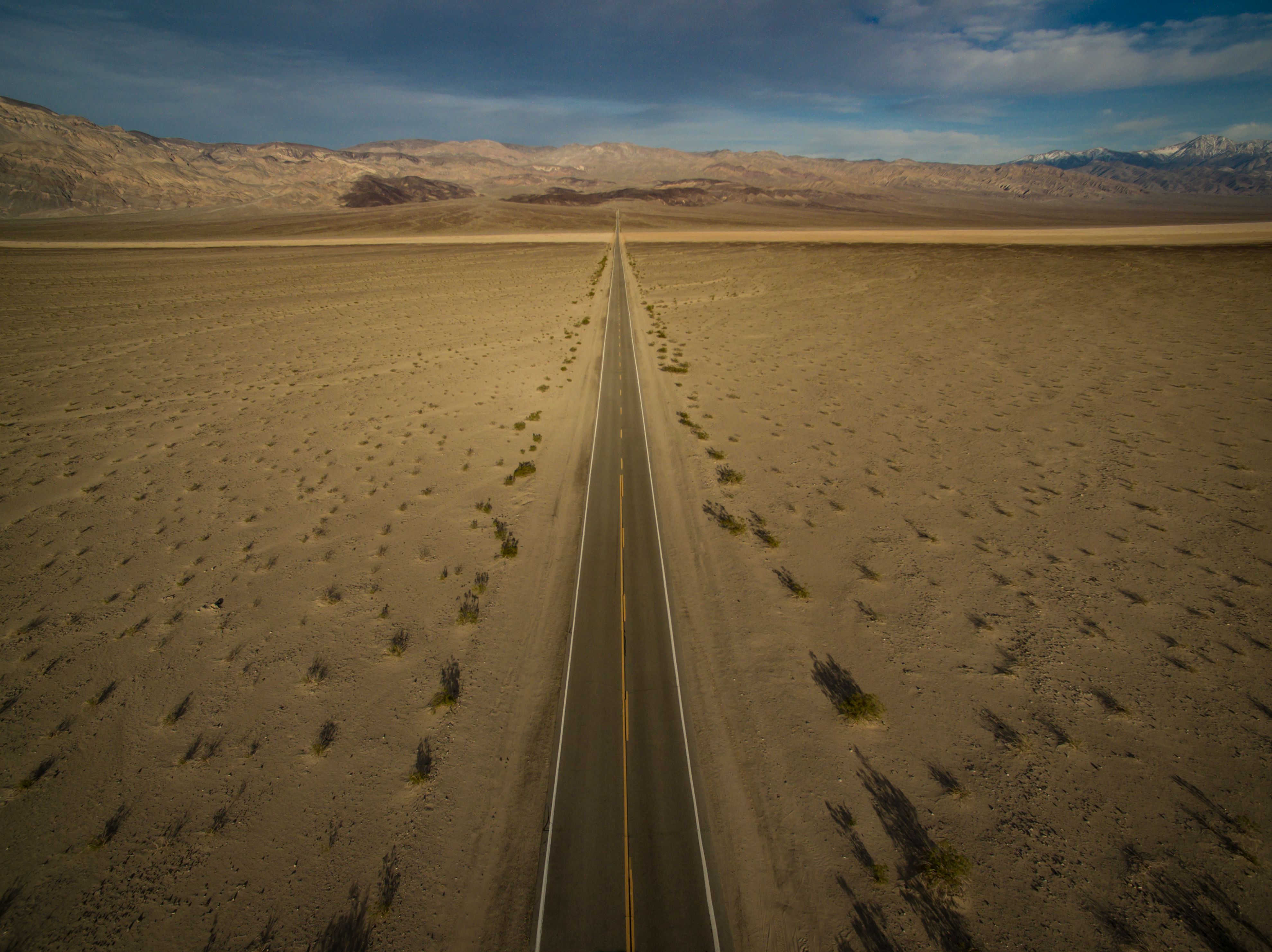 Aerial View of Endless Road in Death Valley · Free Stock Photo
