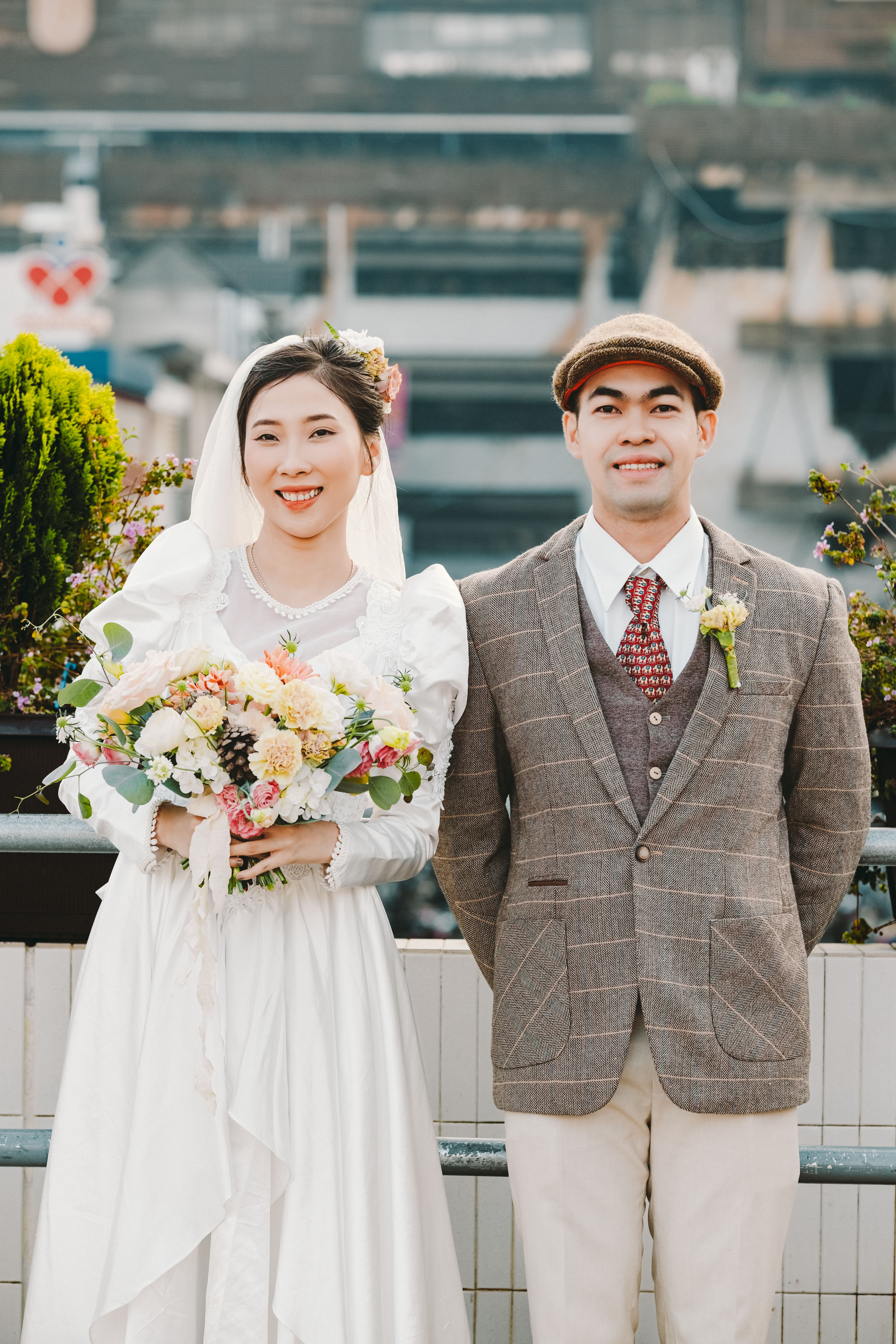 Elegant Outdoor Wedding Portrait of Couple · Free Stock Photo