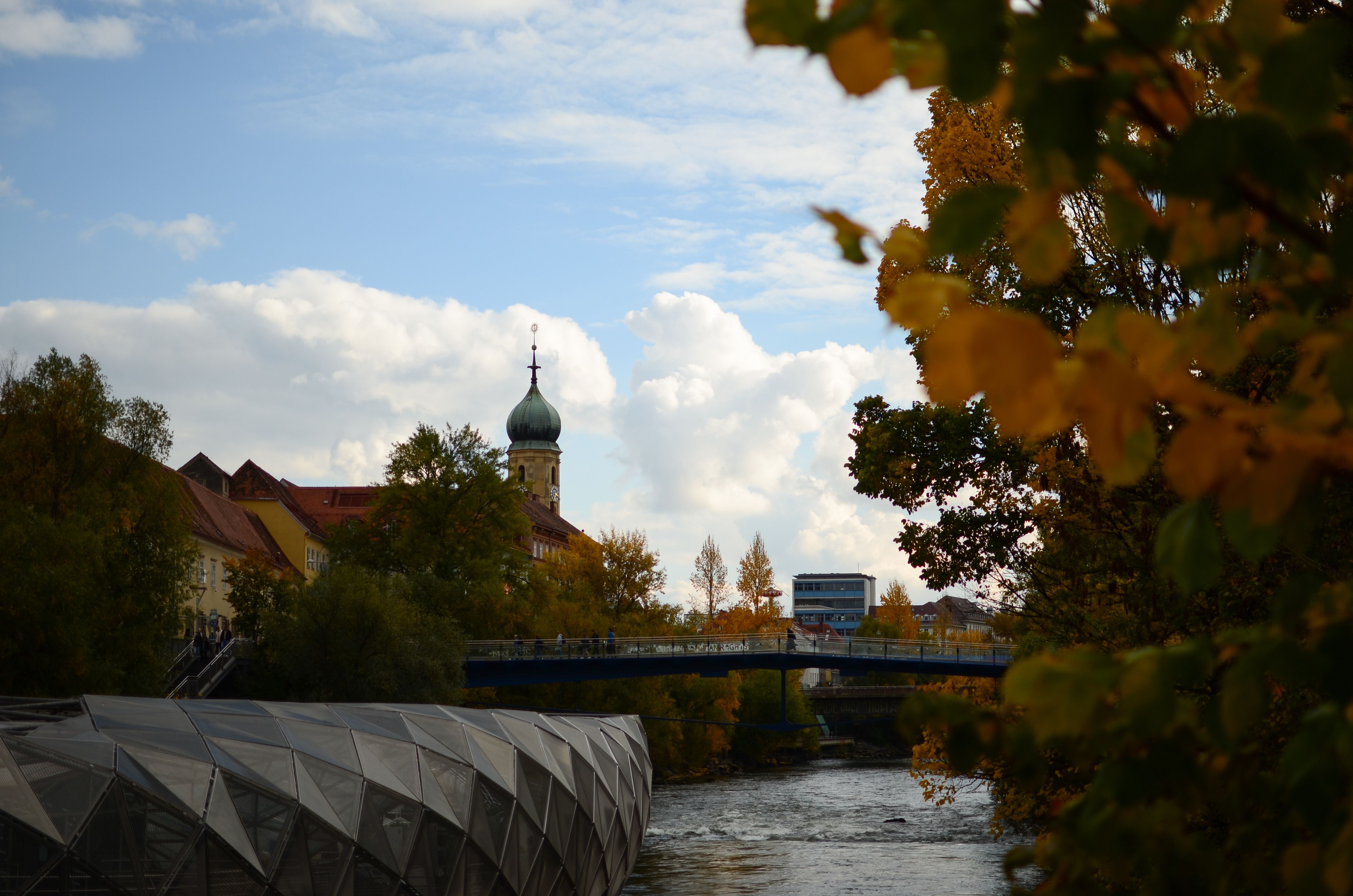 Scenic View of Graz Bridge and Murinsel · Free Stock Photo