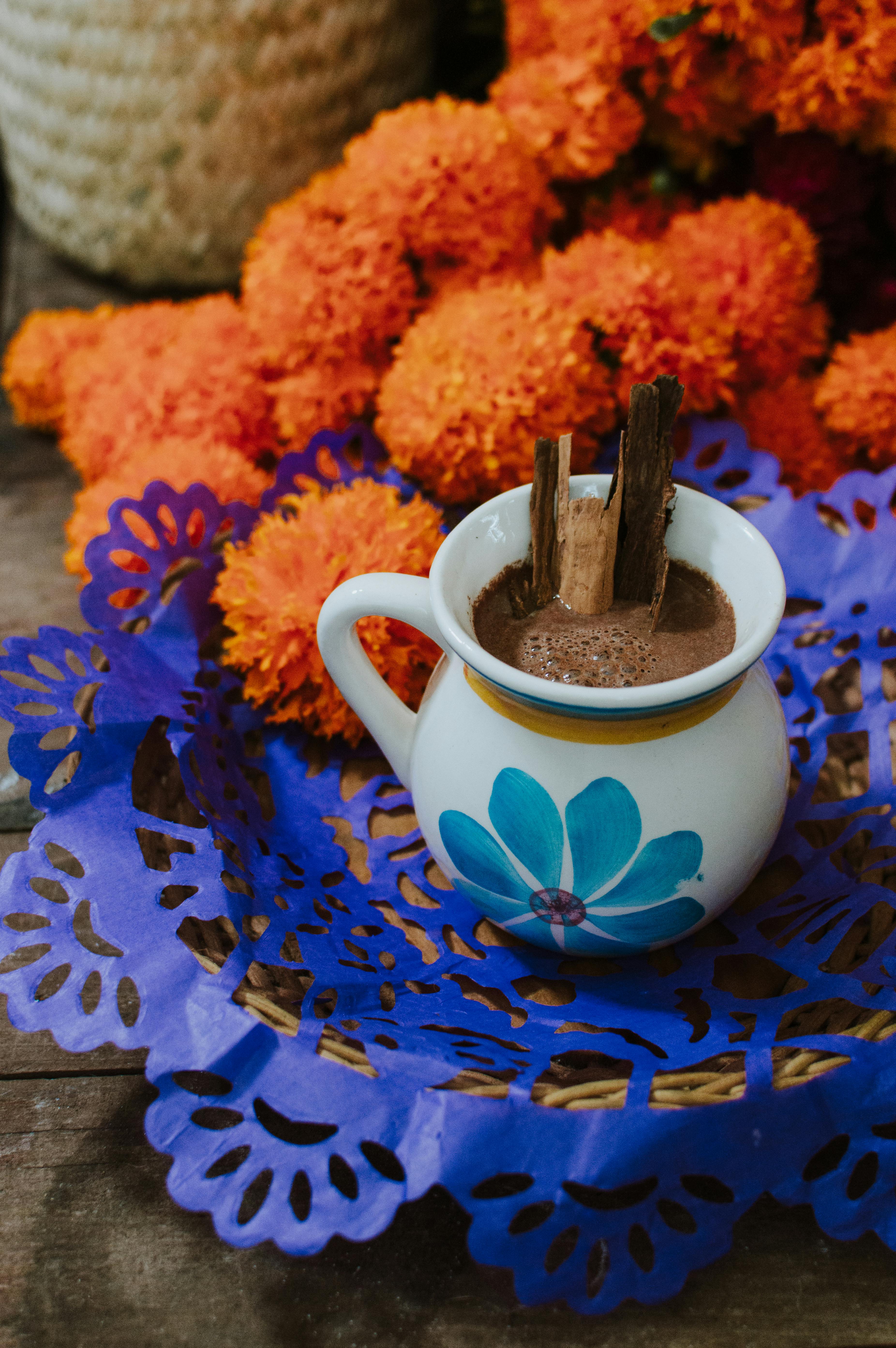 Traditional Mexican Hot Chocolate with Marigolds · Free Stock Photo