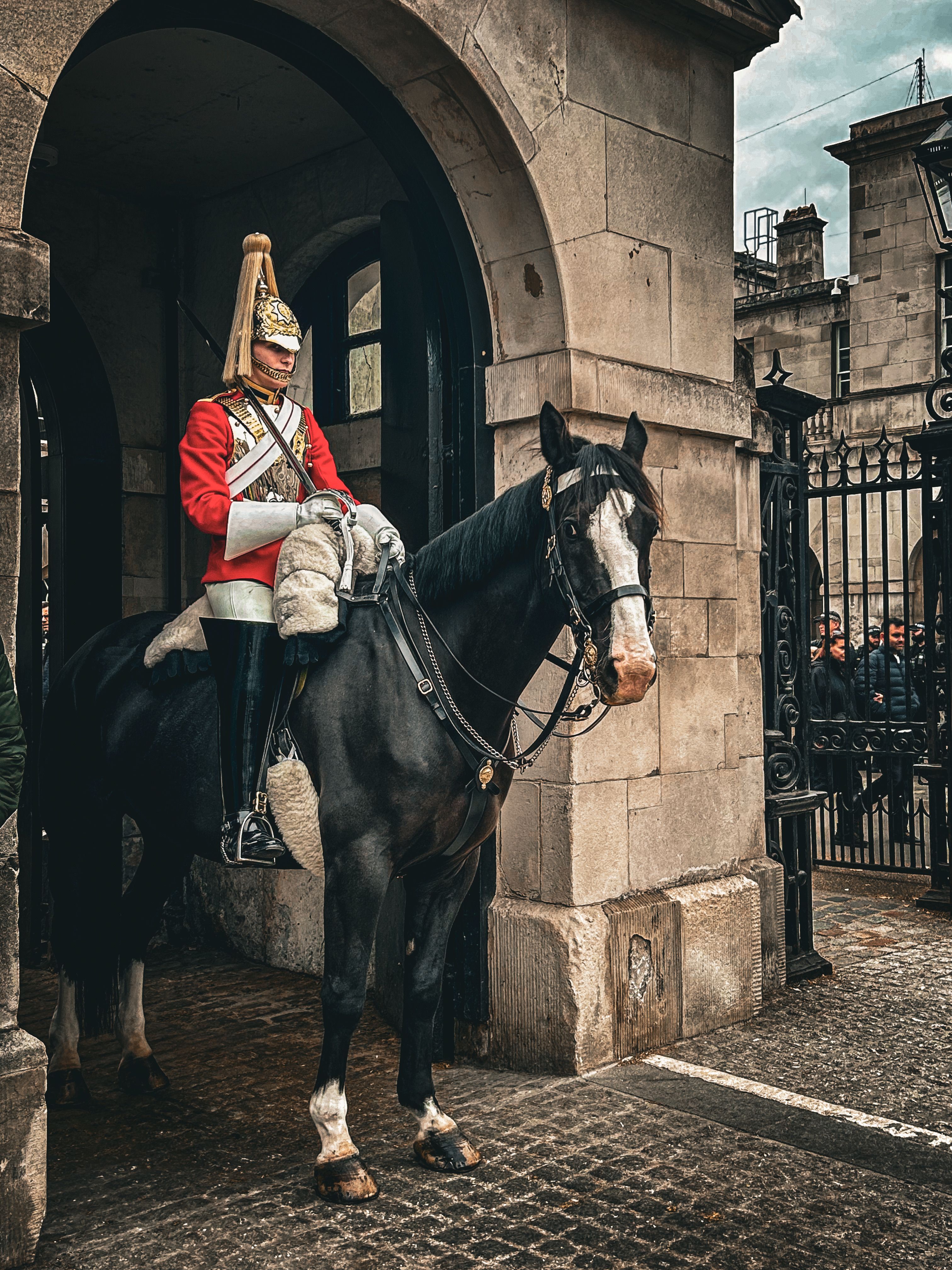 Royal Guard on Horseback at Historic London Gate · Free Stock Photo