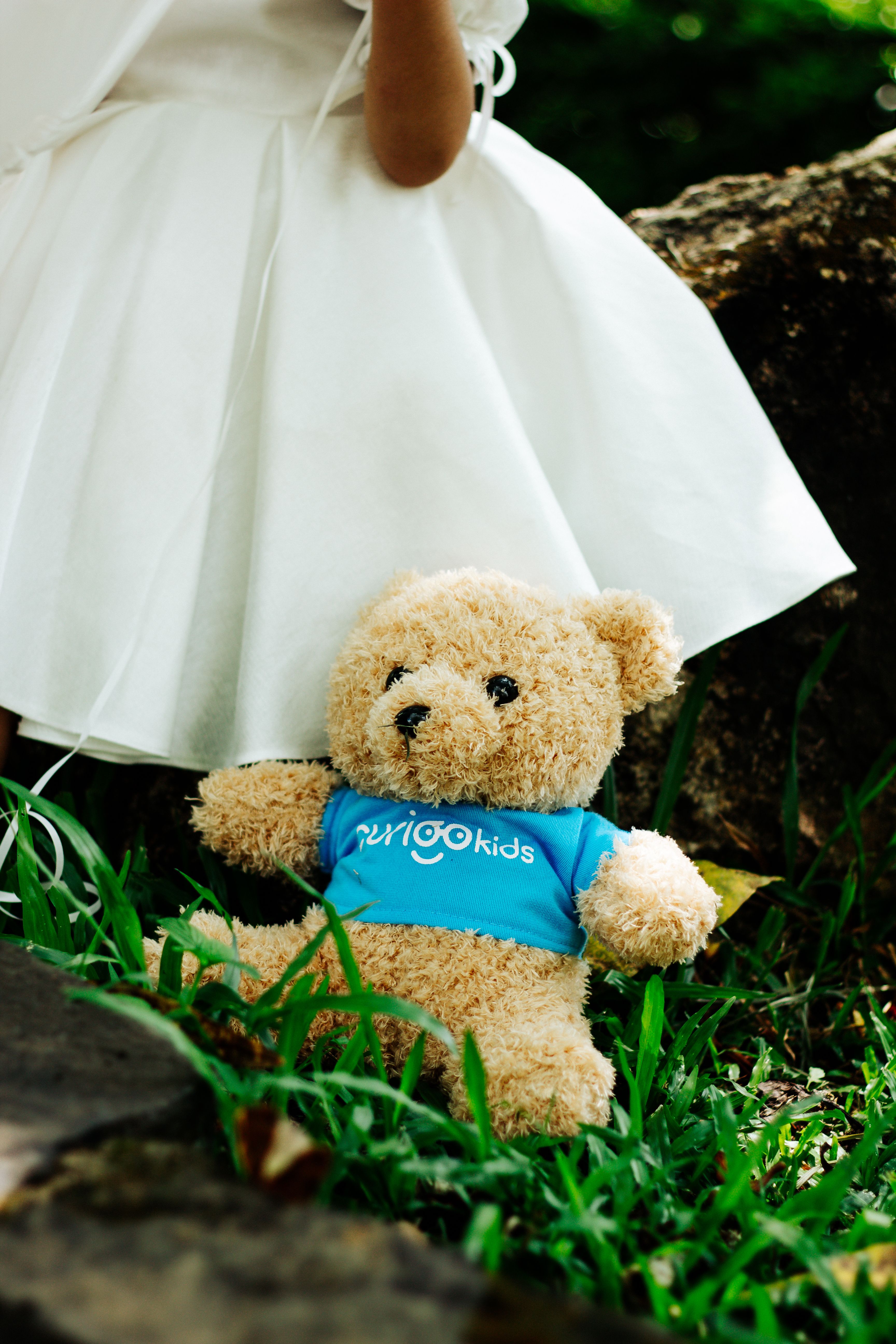 Teddy Bear with Child in Outdoor Setting · Free Stock Photo