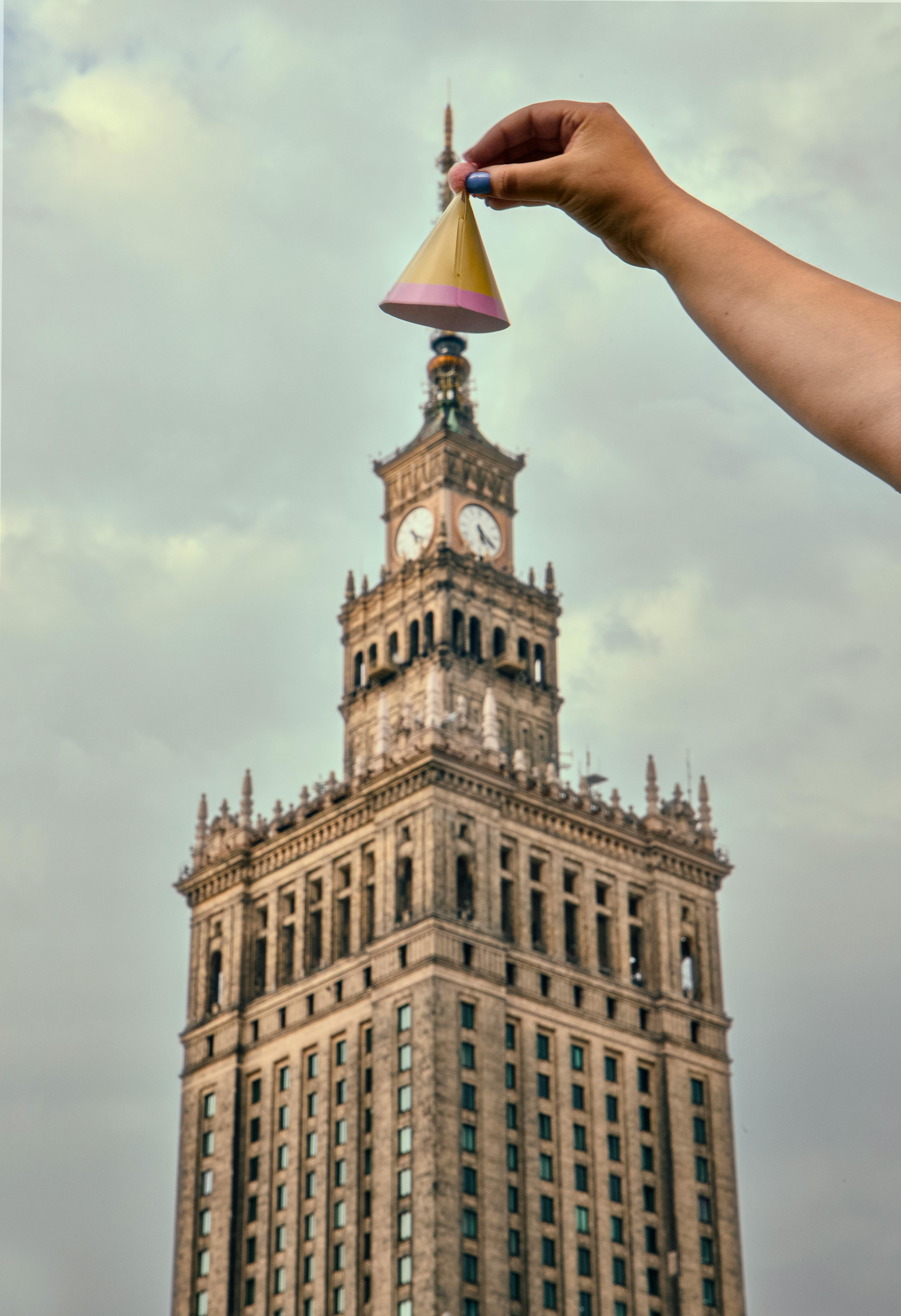 Creative Optical Illusion in Warsaw Cityscape · Free Stock Photo