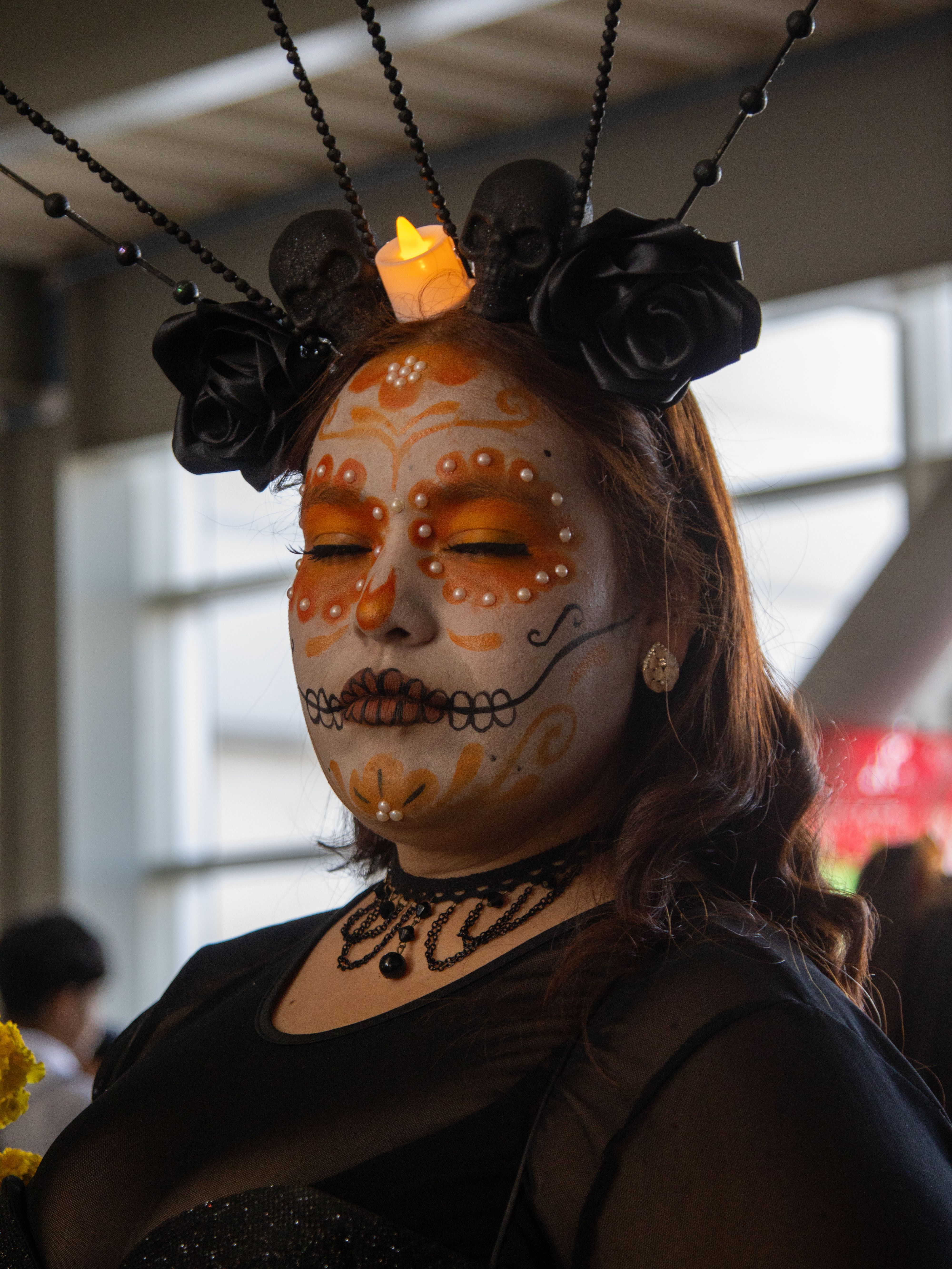 Elegant Catrina Makeup for Day of the Dead Celebration · Free Stock Photo