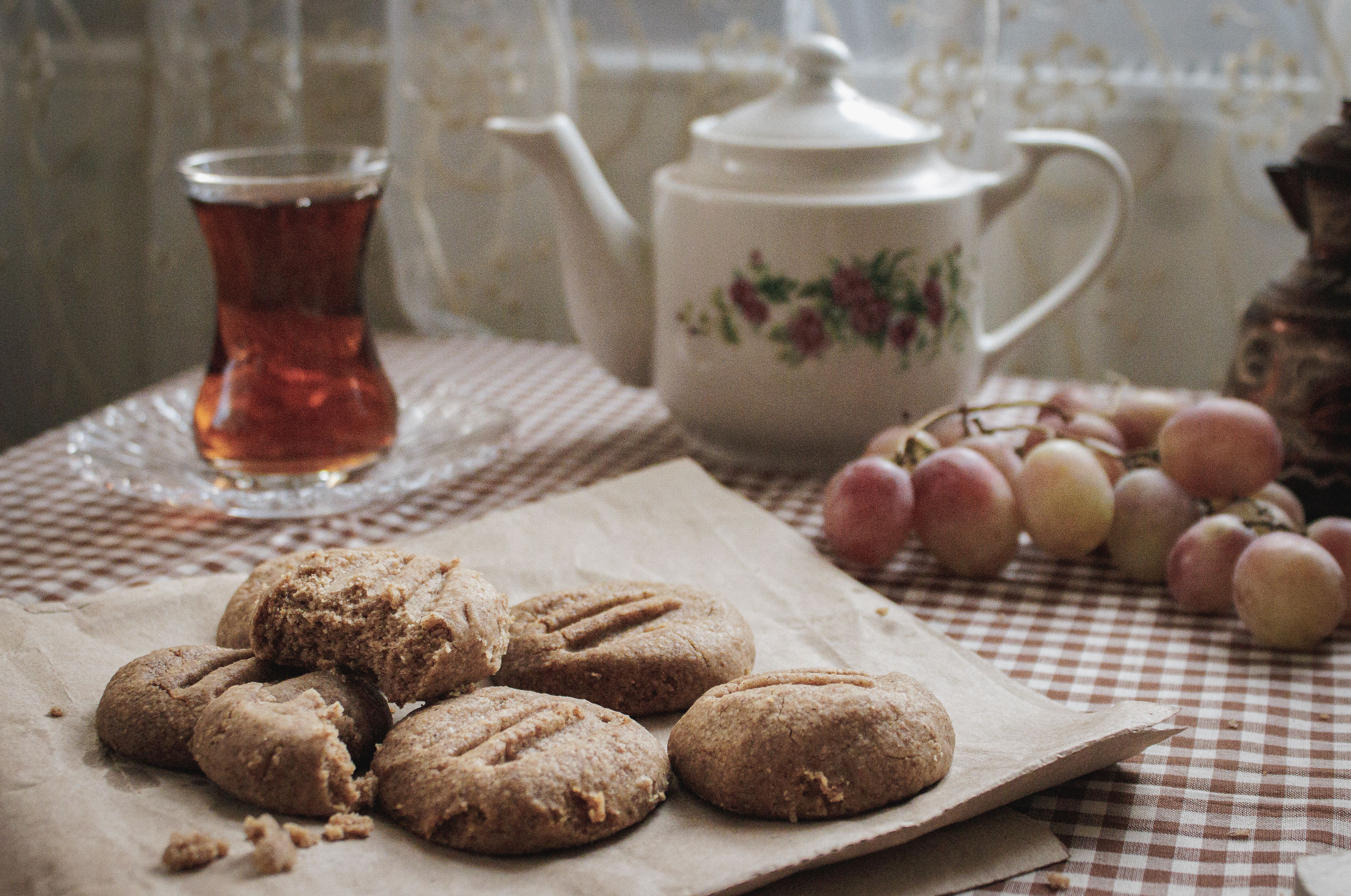 Cozy Afternoon Tea Set with Fresh Grapes · Free Stock Photo