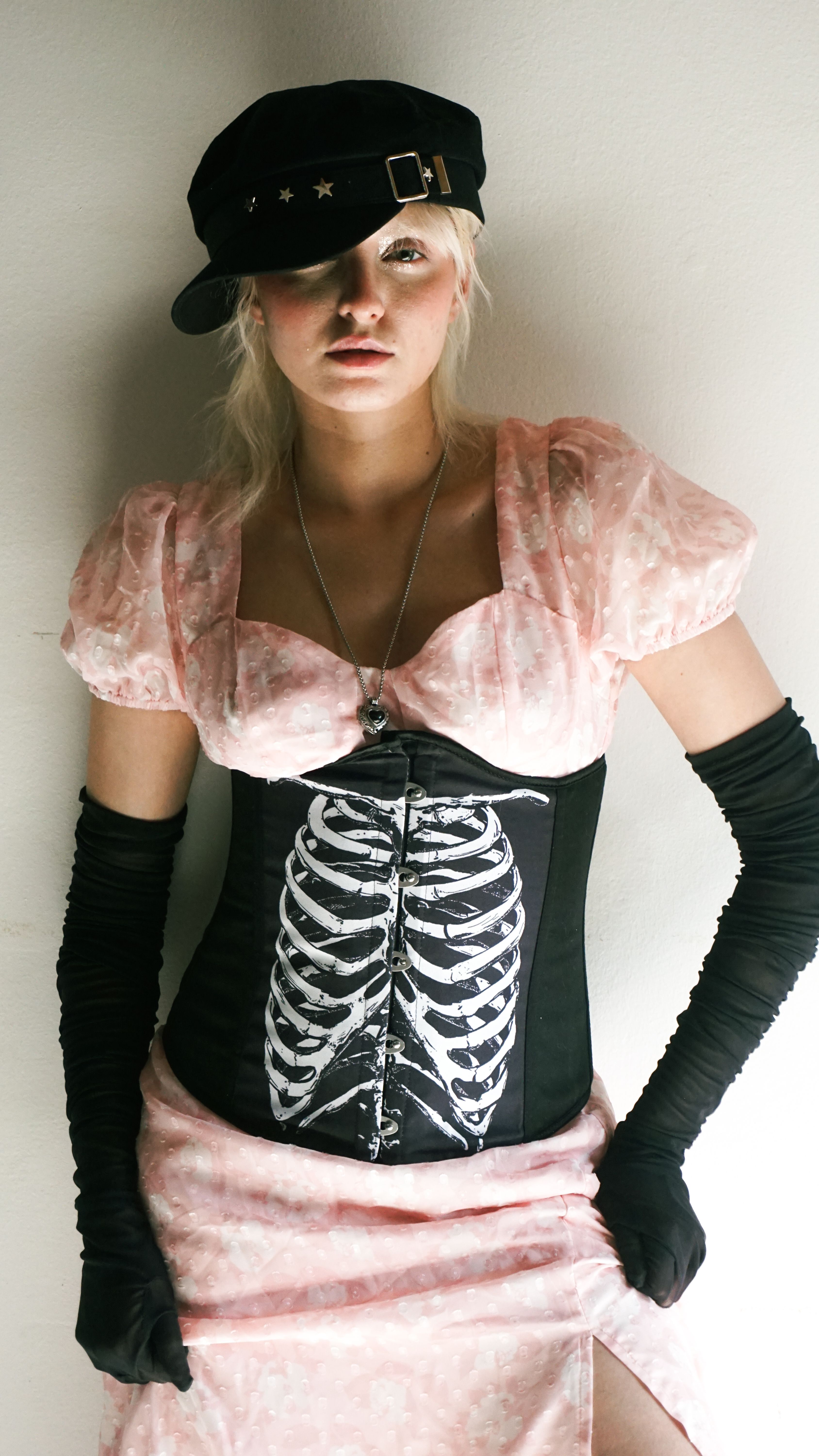 Edgy Fashion Portrait of Woman in Skeleton Corset · Free Stock Photo