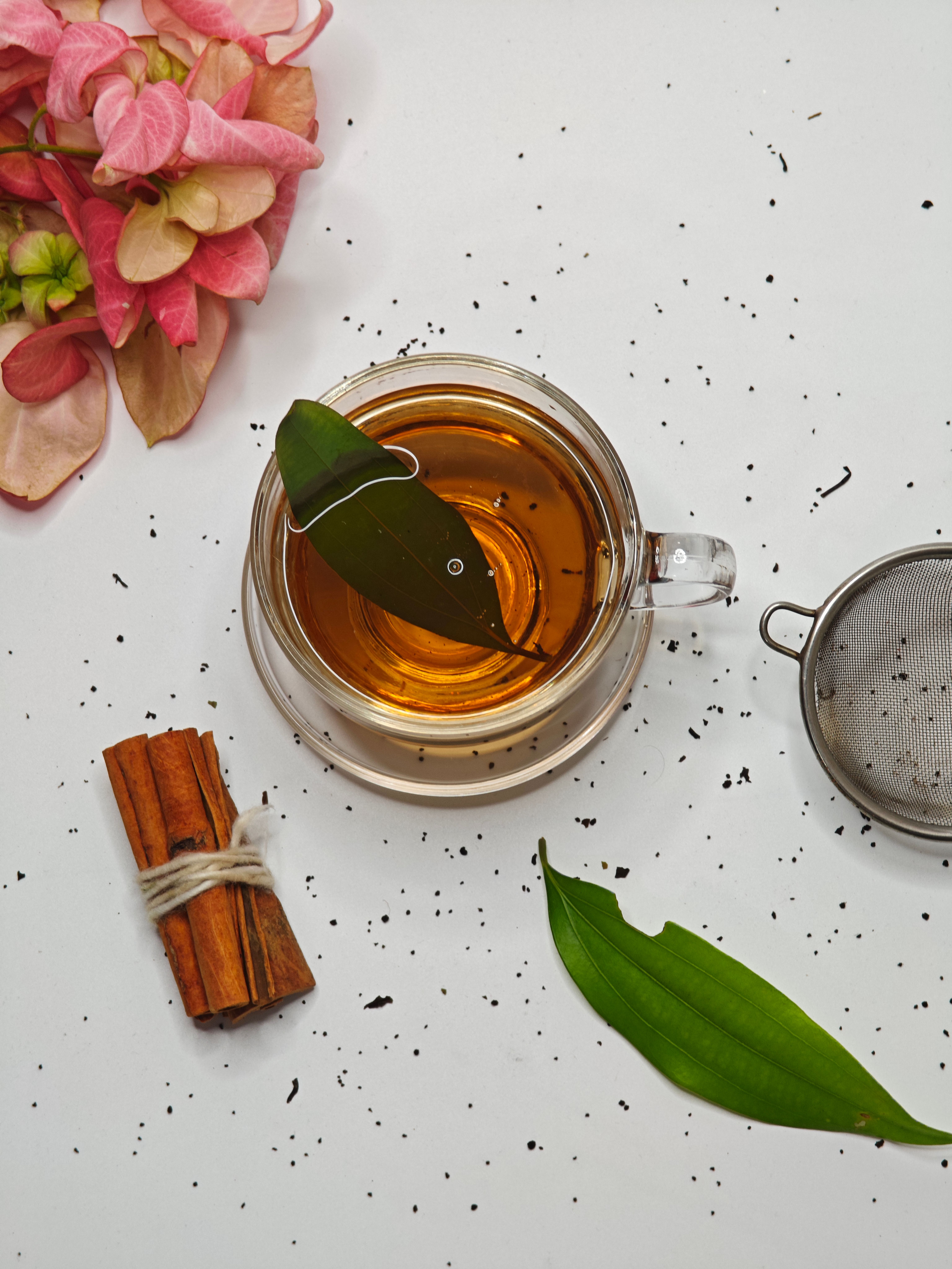 Elegant Herbal Tea Flat Lay with Cinnamon · Free Stock Photo
