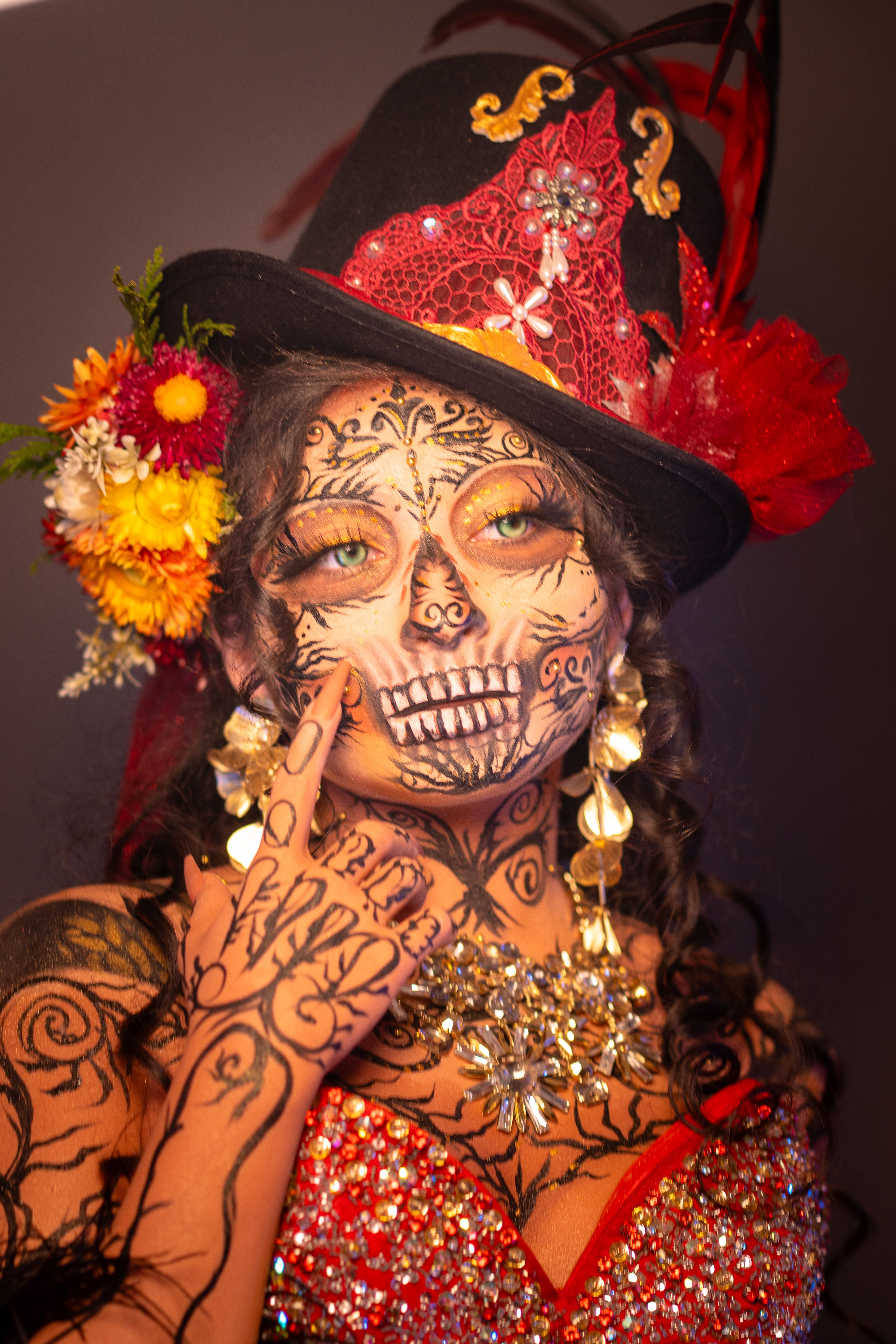 Vibrant Catrina Makeup Portrait Celebrating Dia de los Muertos · Free ...