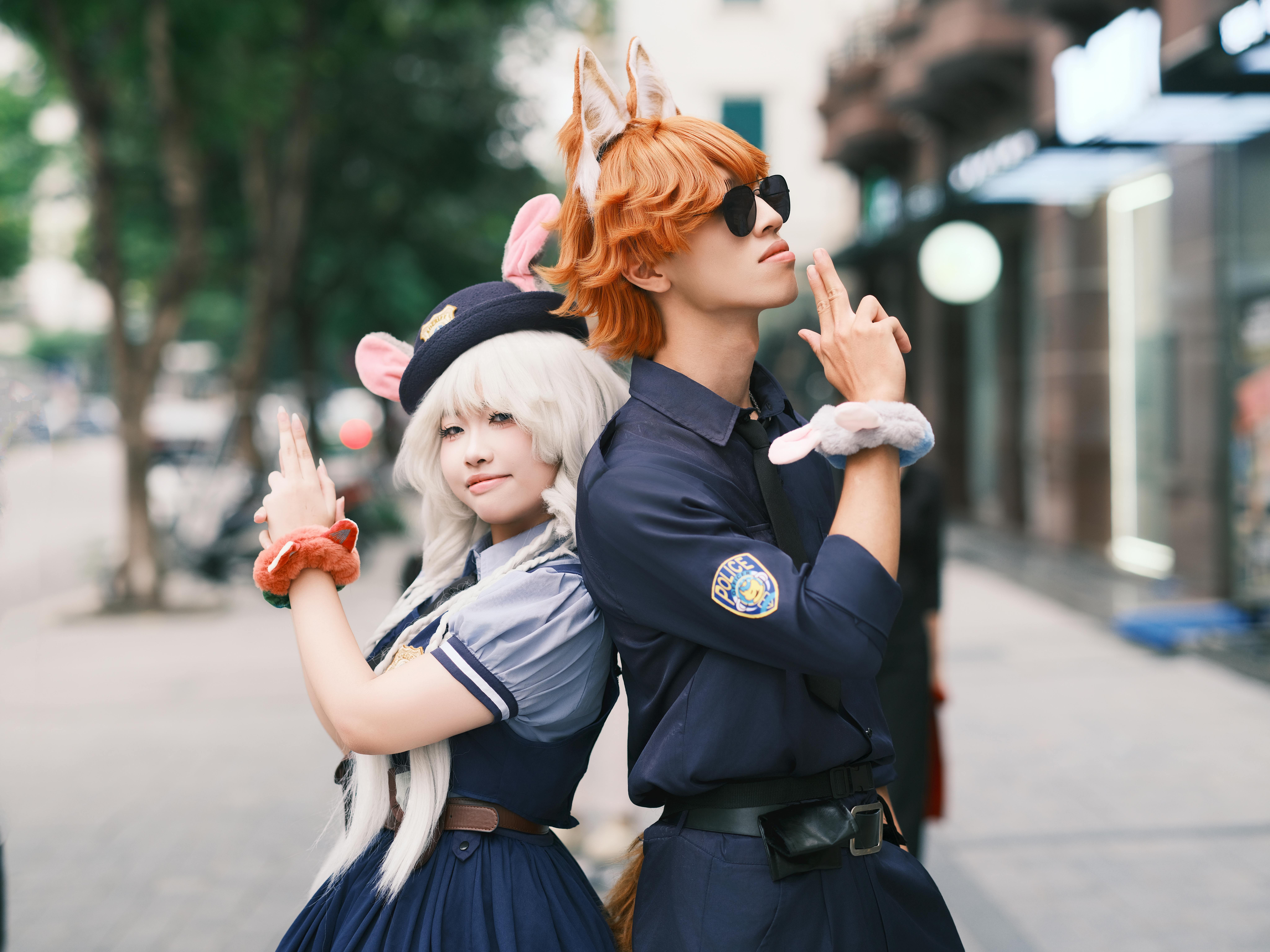 Cosplay Police Officer with Cat Ears · Free Stock Photo