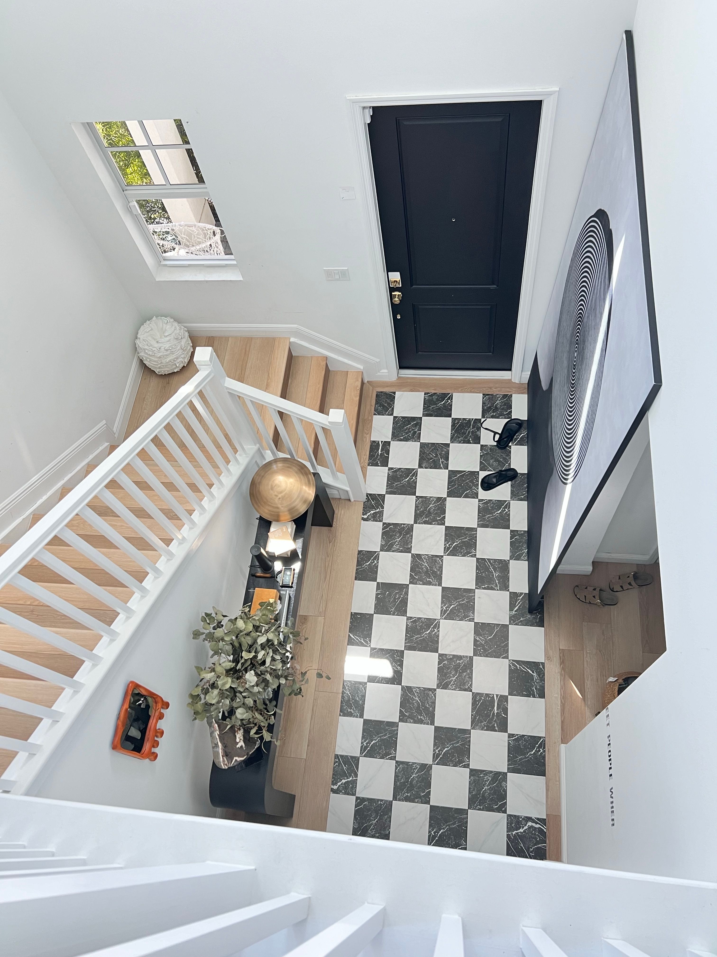 Modern Home Interior with Checkered Floor · Free Stock Photo