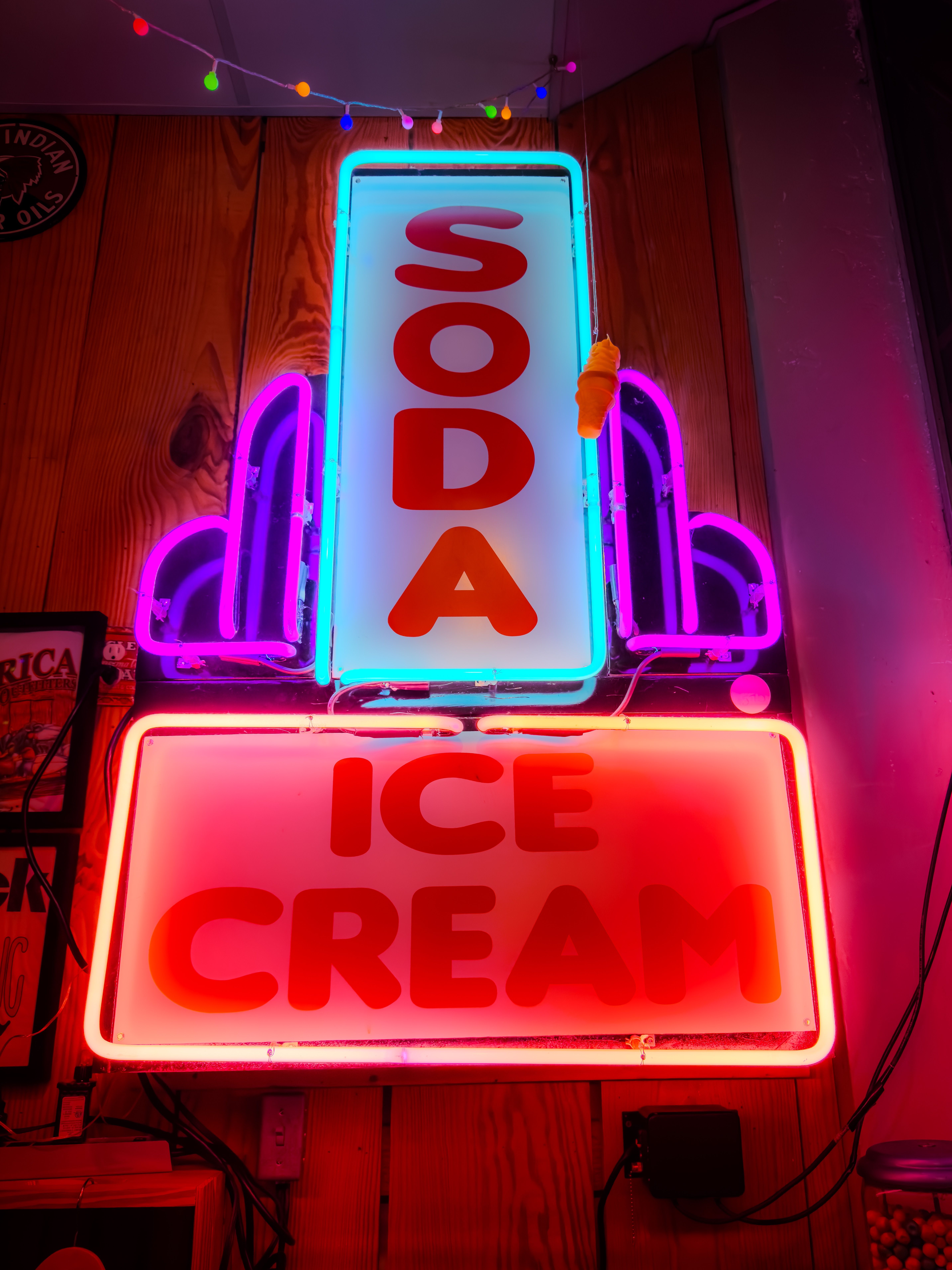 Vibrant Neon Sign for Soda and Ice Cream · Free Stock Photo