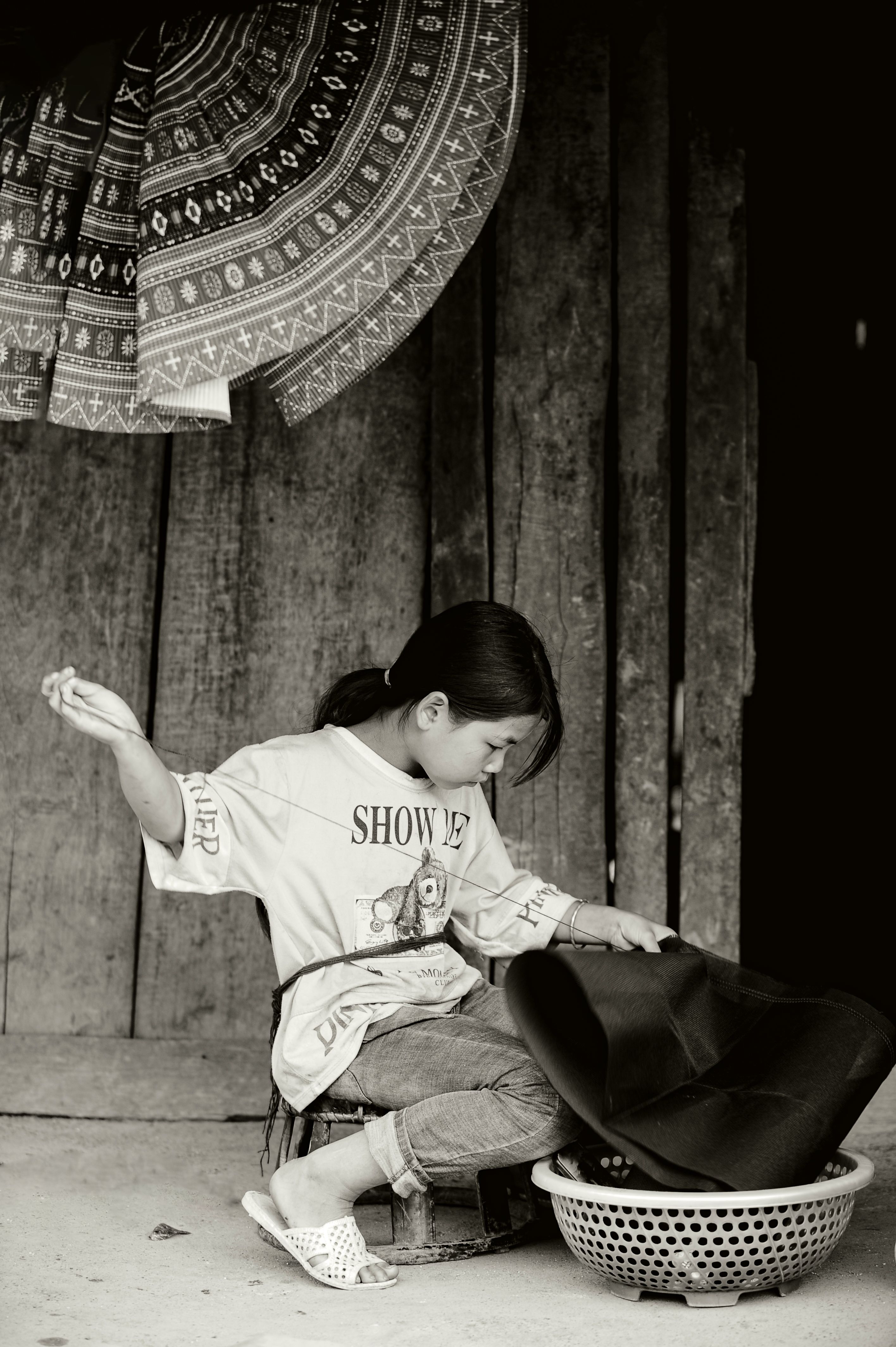 Portrait of a Girl with Traditional Textile · Free Stock Photo