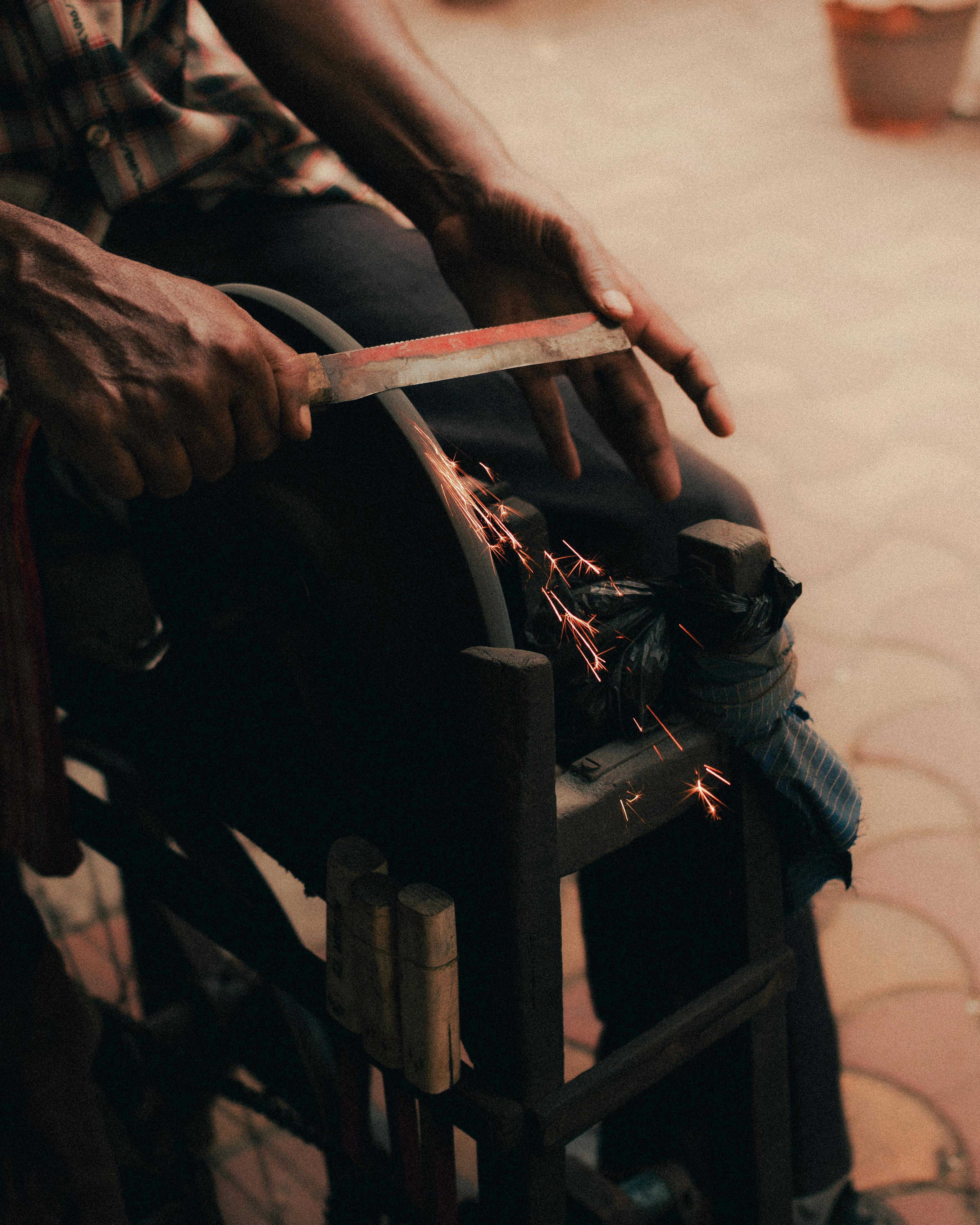 Street Knife Sharpener in Kolkata City Scene · Free Stock Photo