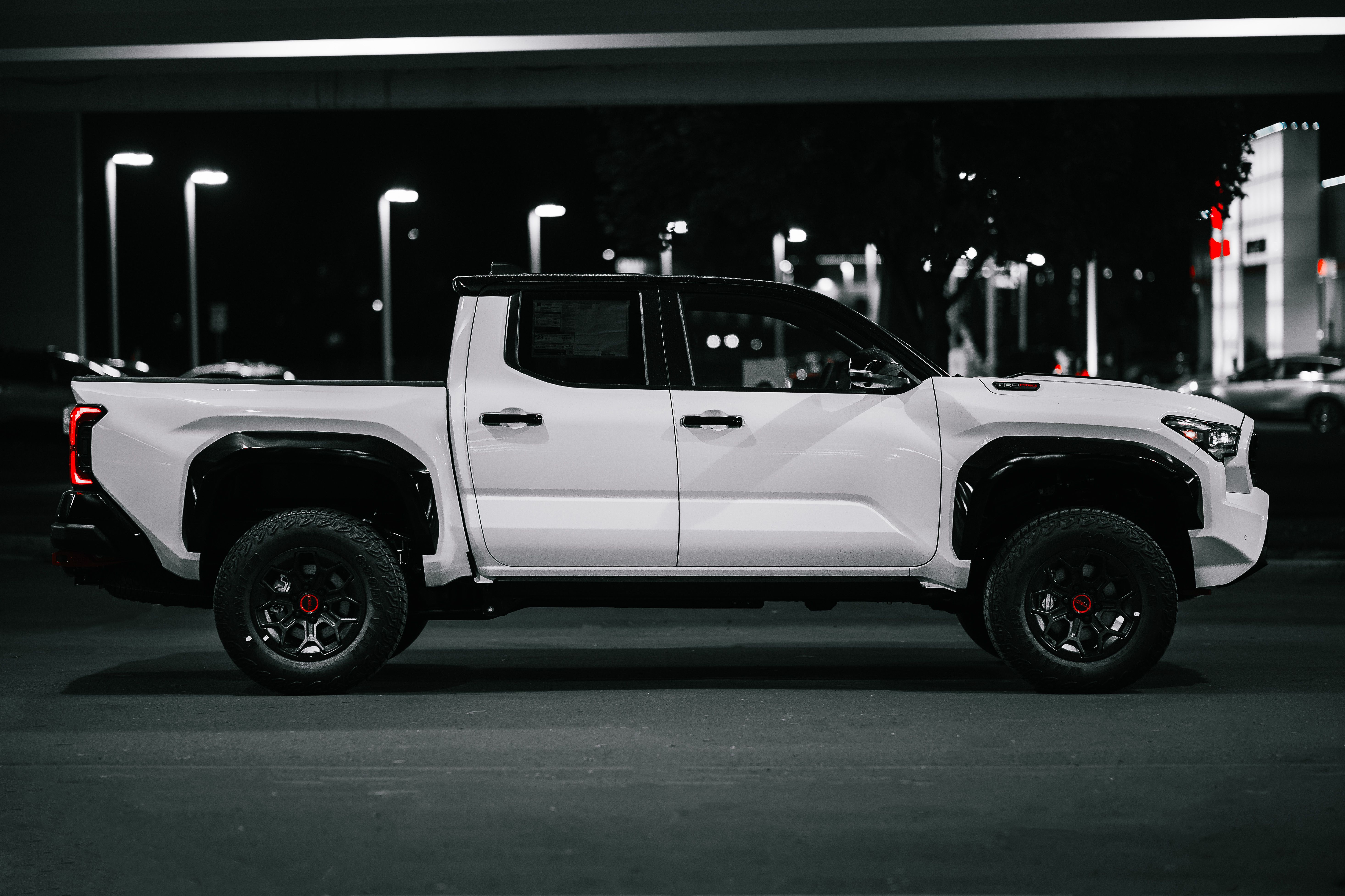 Sleek White Pickup Truck at Night · Free Stock Photo