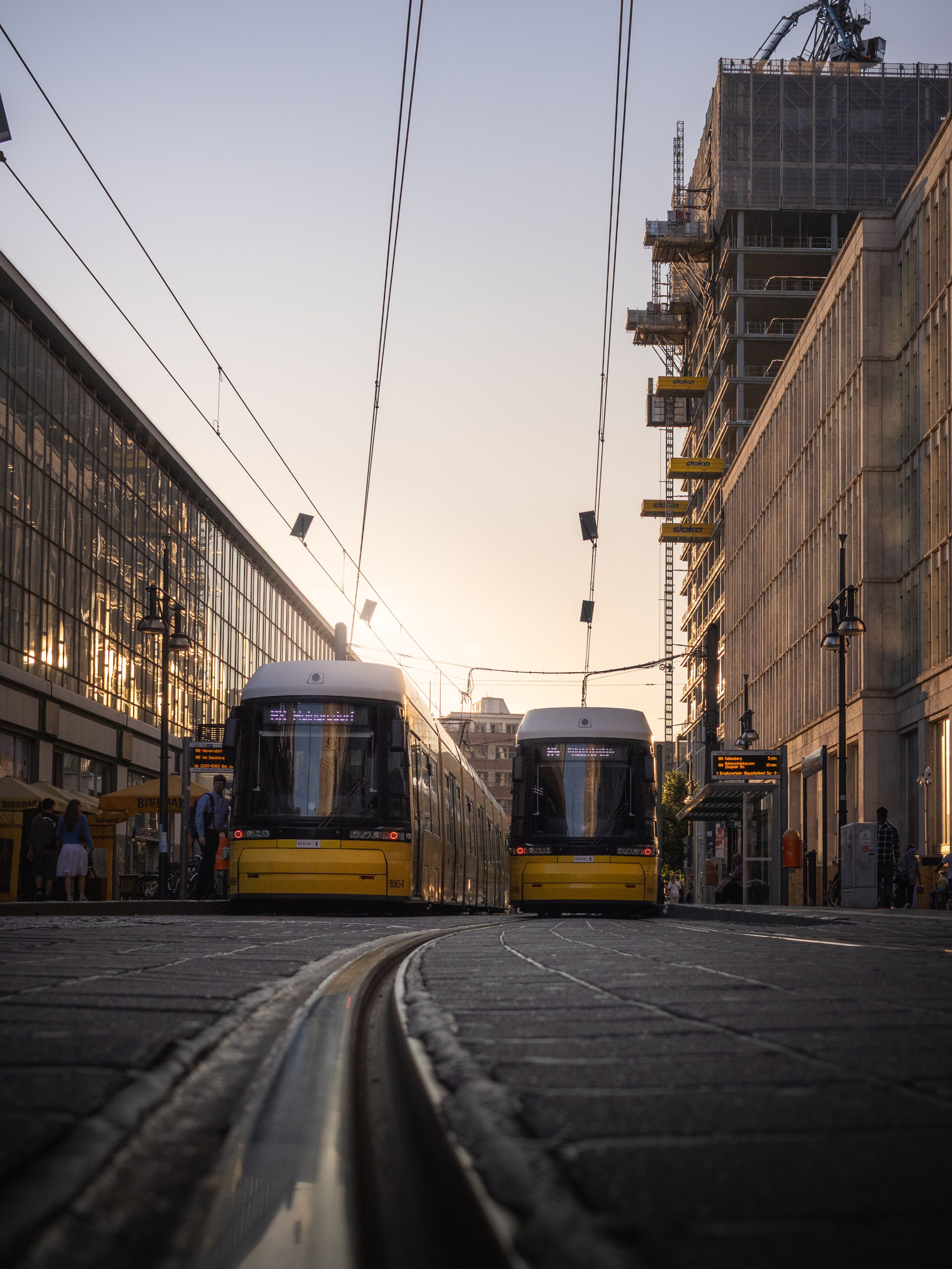 Yellow Trams at Sunset in Dresden, Germany · Free Stock Photo