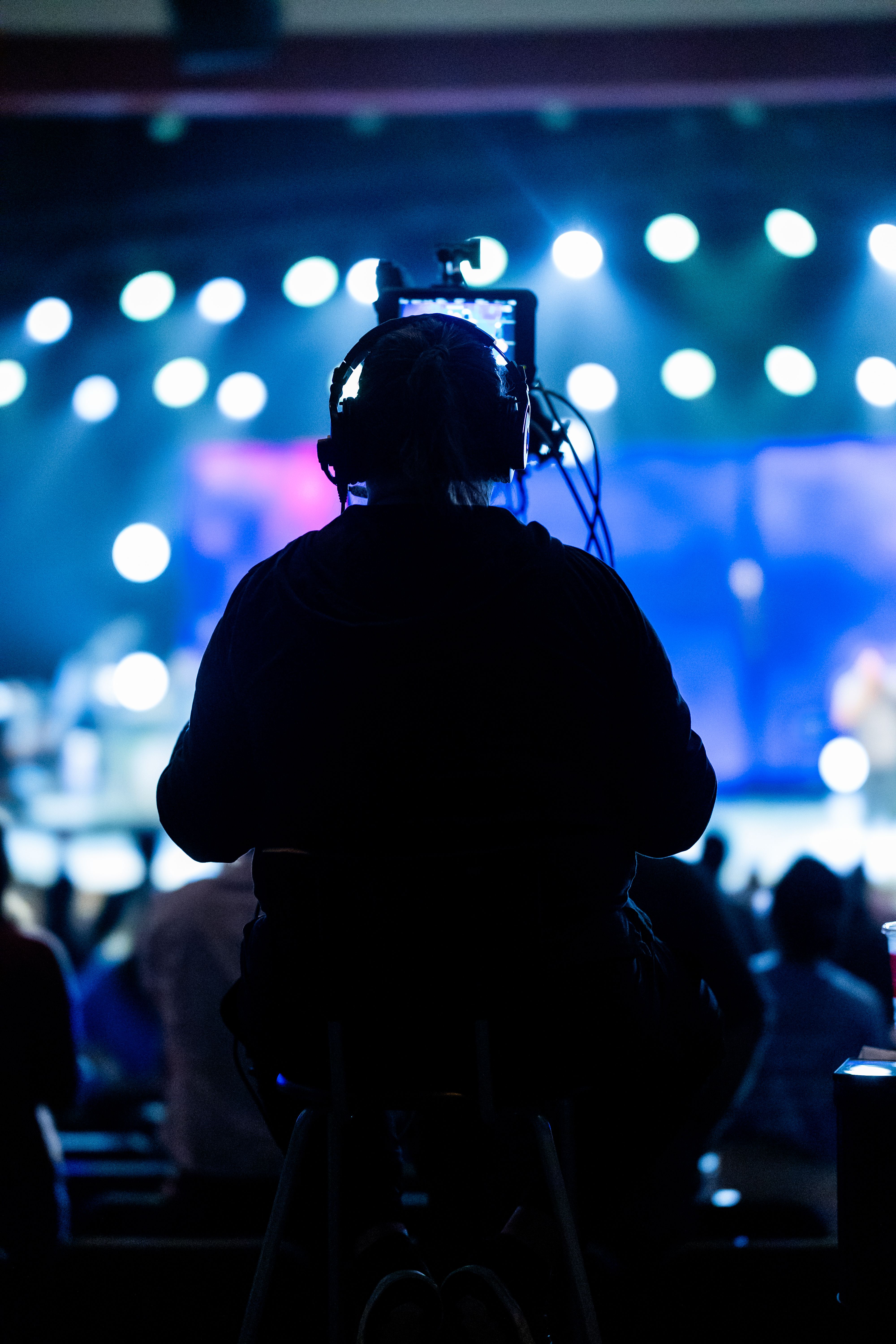 Backstage Camera Operator at Live Concert · Free Stock Photo