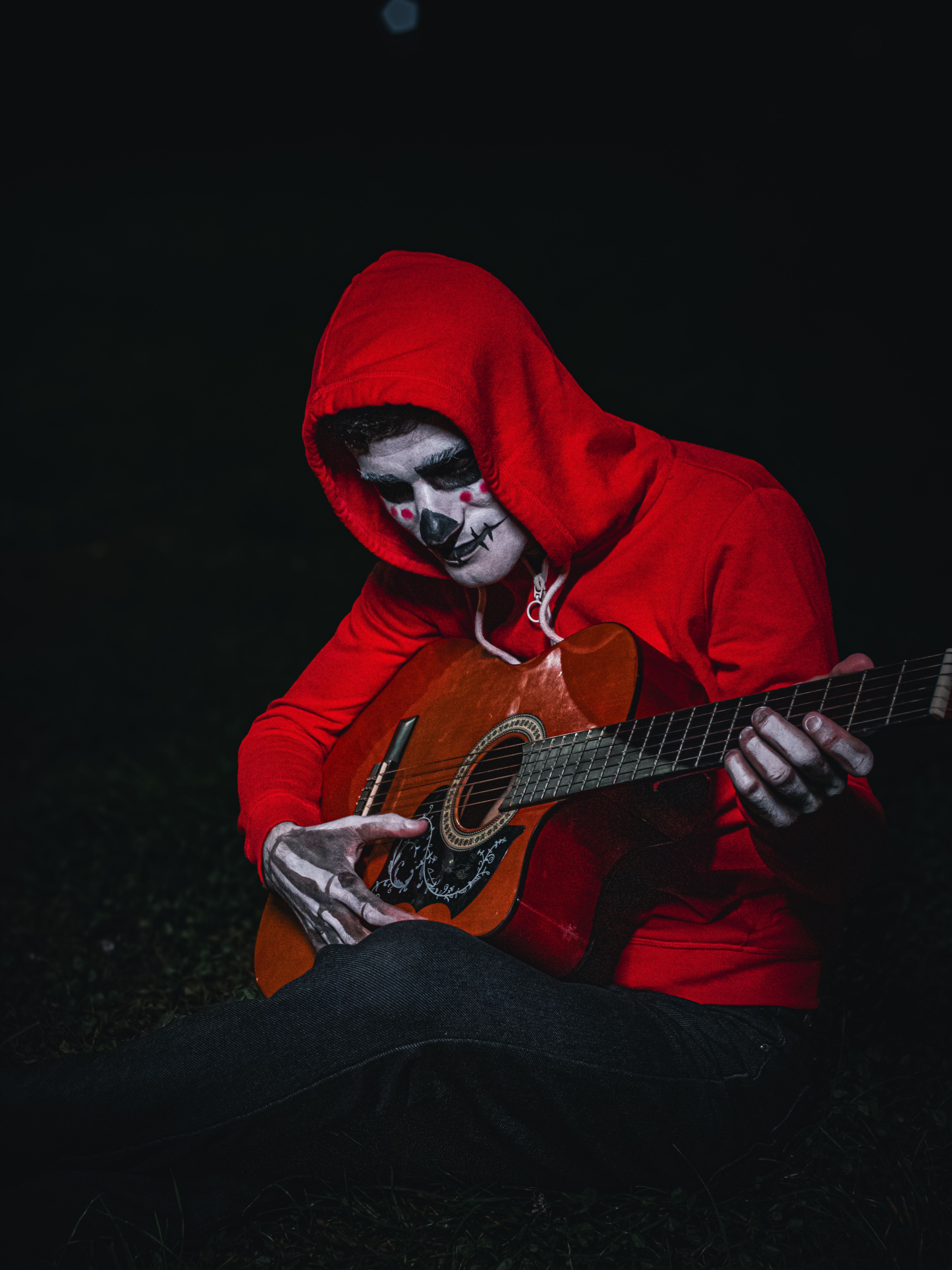 Halloween Musician with Skeleton Face Paint · Free Stock Photo