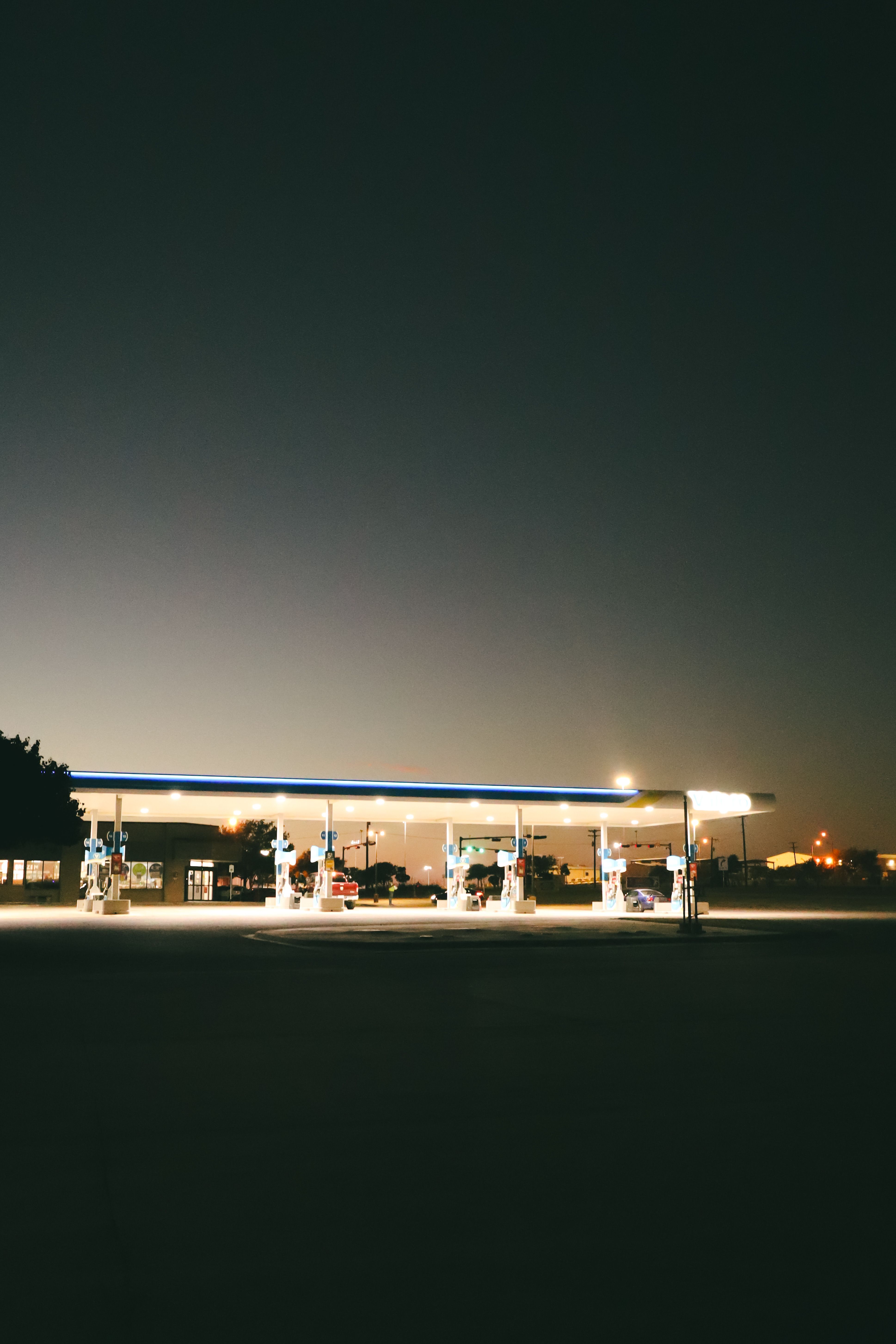 Nighttime Gas Station with Ambient Lighting · Free Stock Photo