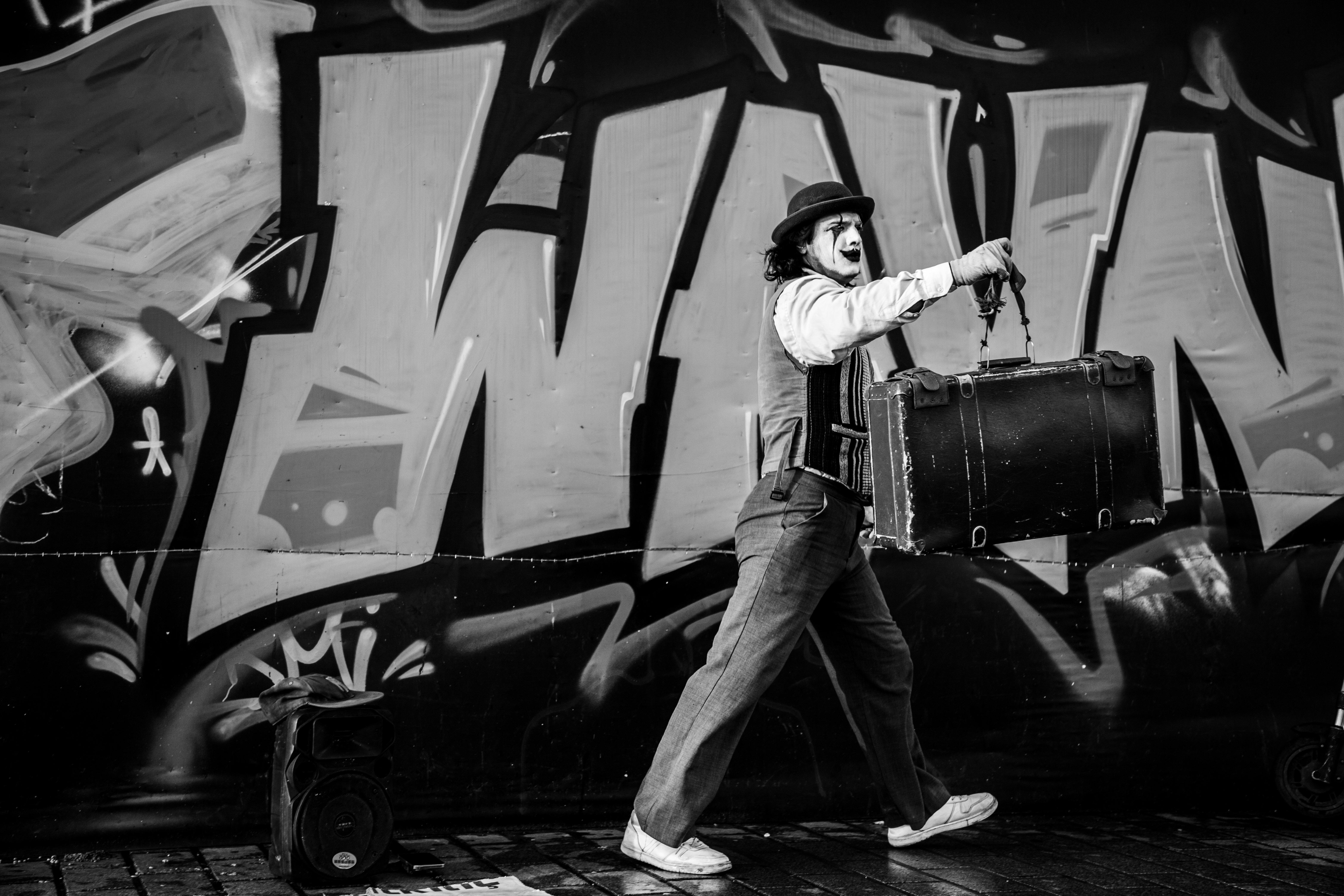 Street Performer in Front of Graffiti Wall in İstanbul · Free Stock Photo