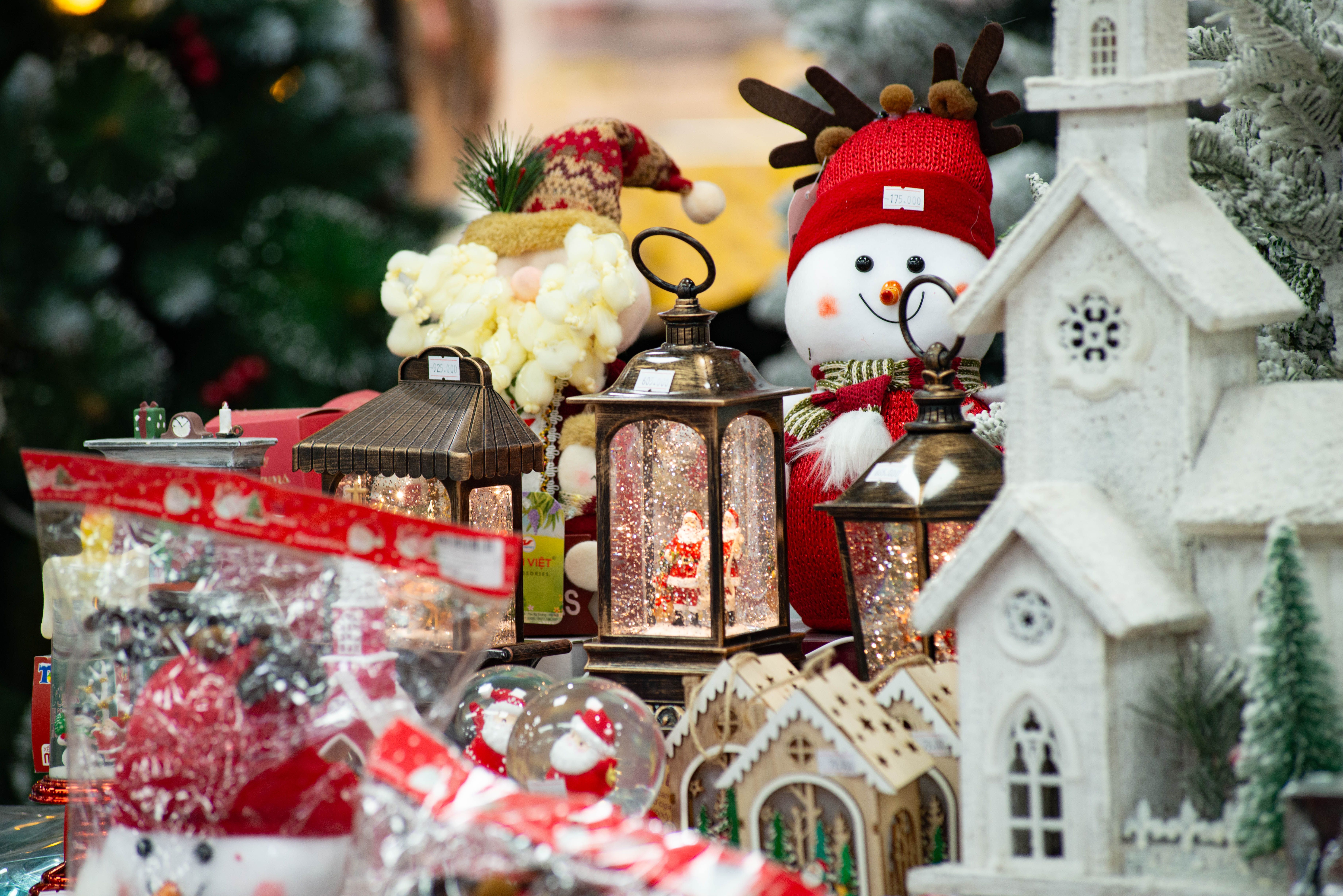 Festive Christmas Decorations with Snowman · Free Stock Photo