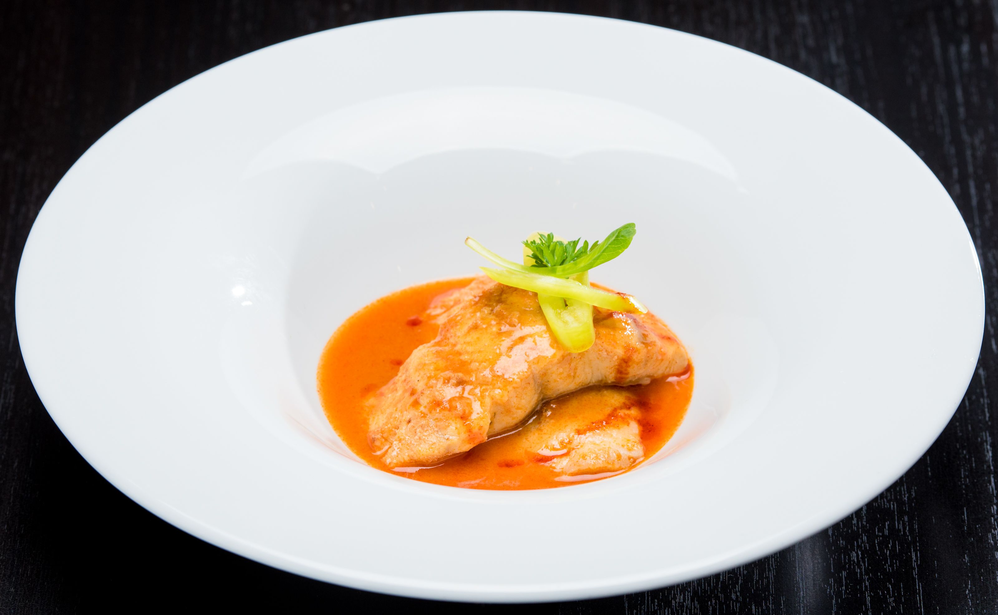 Gourmet Fish Fillet Dish with Tomato Sauce · Free Stock Photo