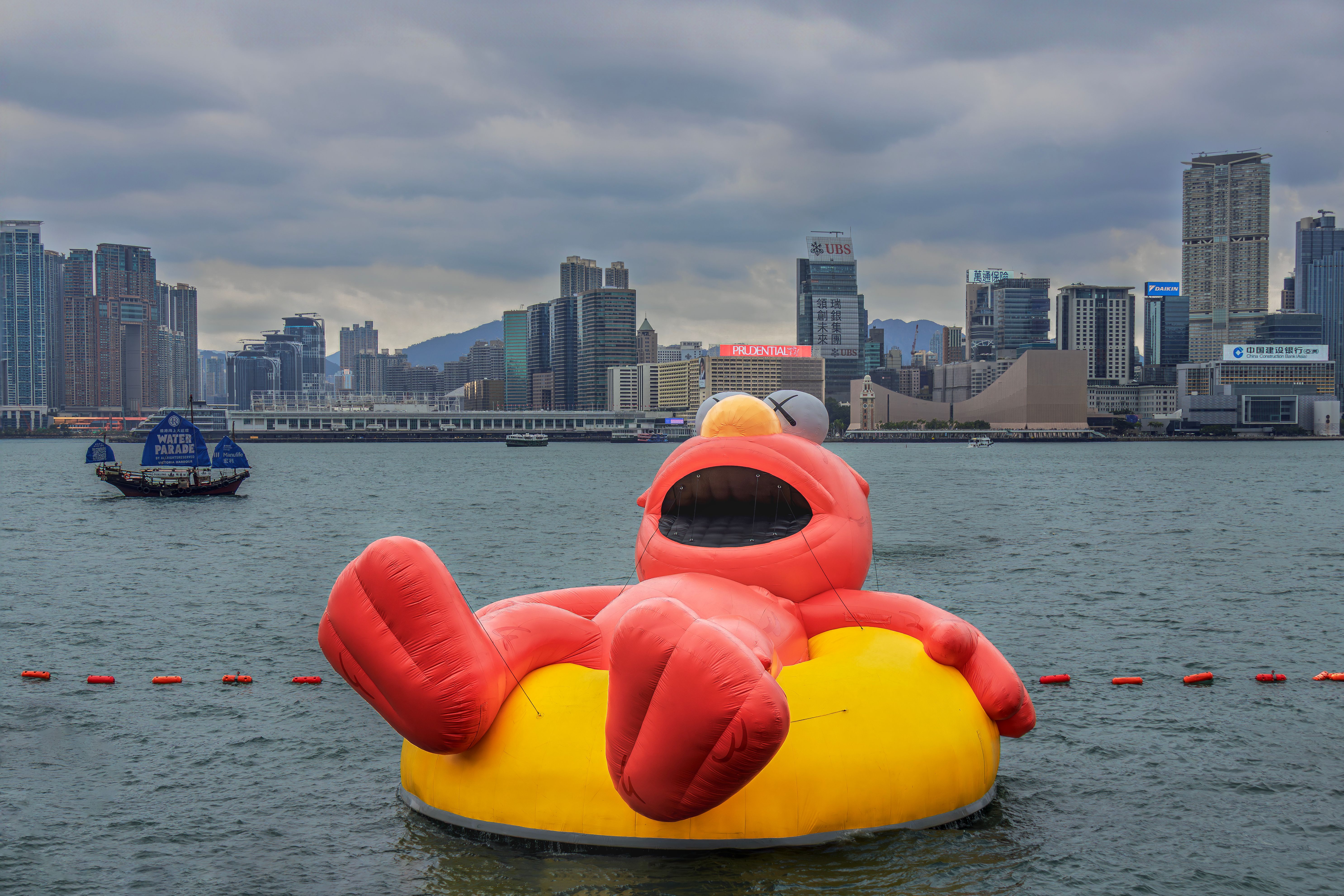 Inflatable Character Floating in Hong Kong Harbor · Free Stock Photo