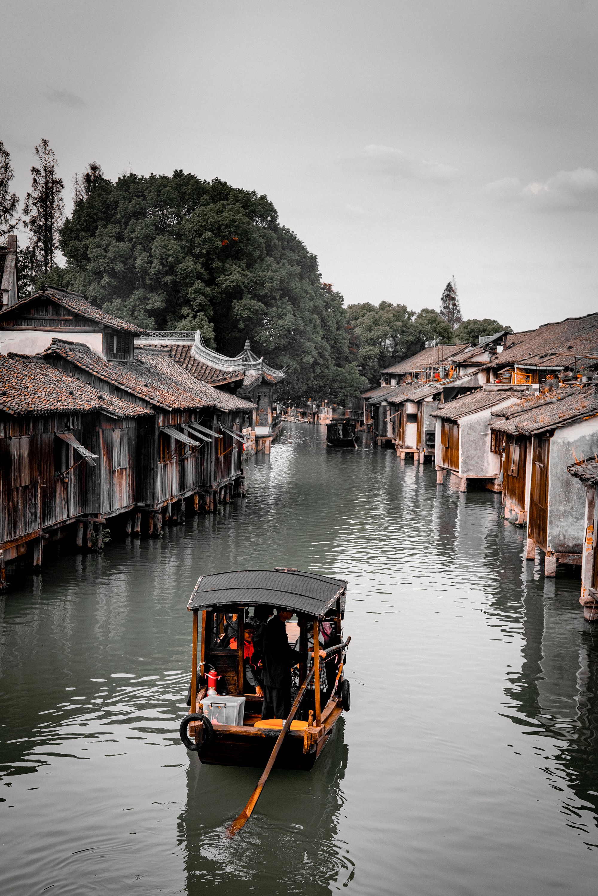Scenic Traditional Boat Ride in Ancient Chinese Water Town · Free Stock ...