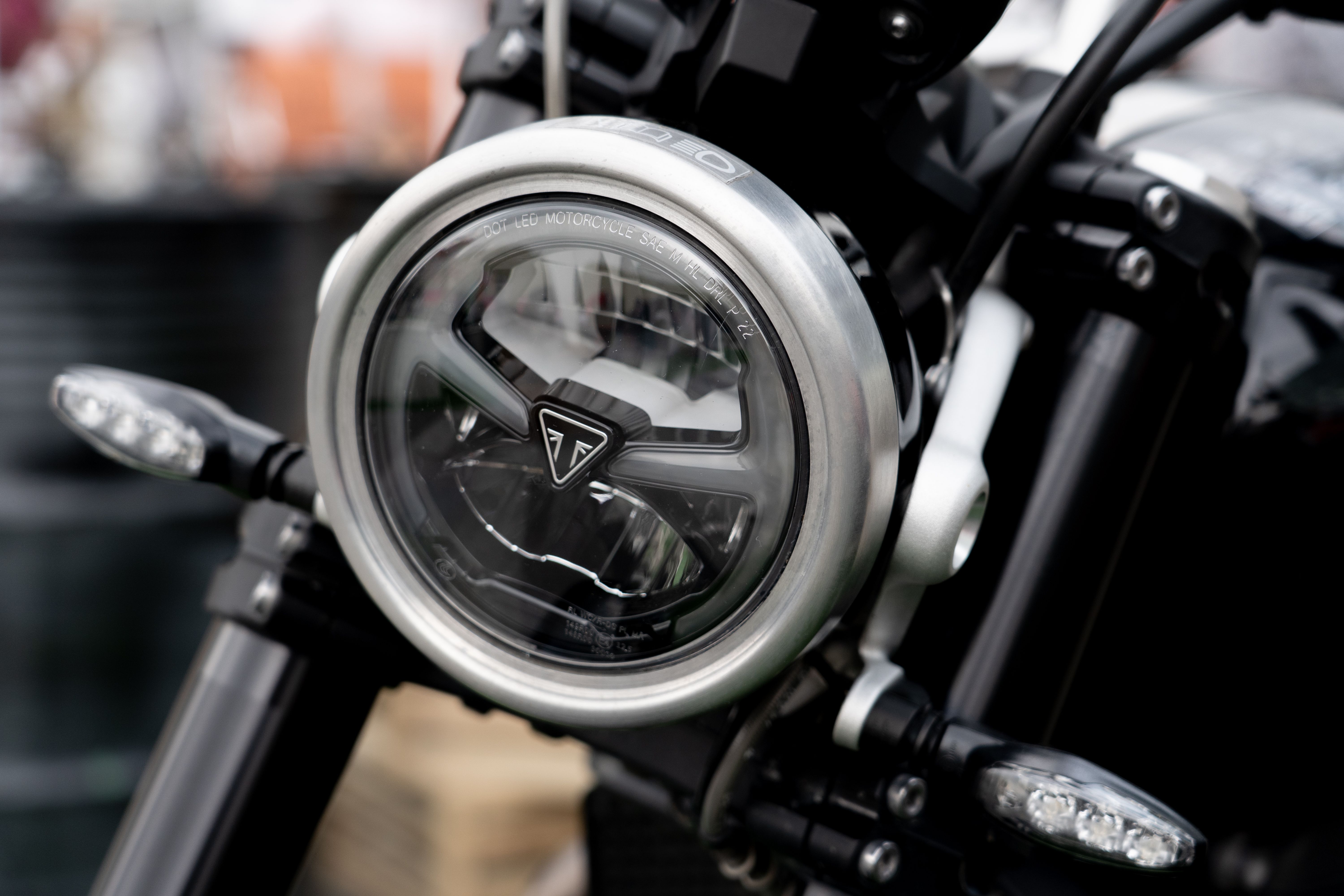 Close-up of Modern Motorcycle Headlight Design · Free Stock Photo