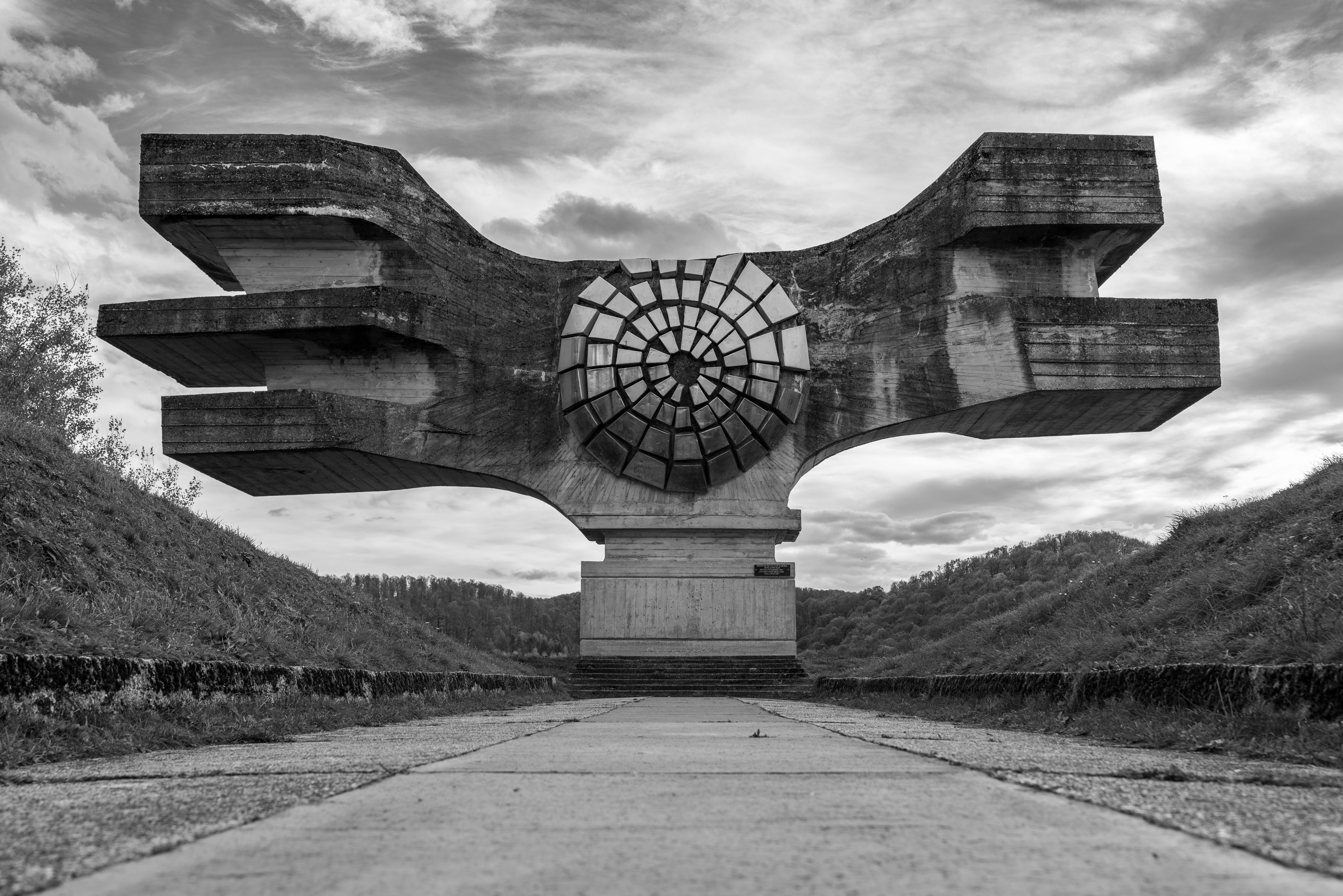 Monumental Concrete Sculpture in Podgarić Landscape · Free Stock Photo