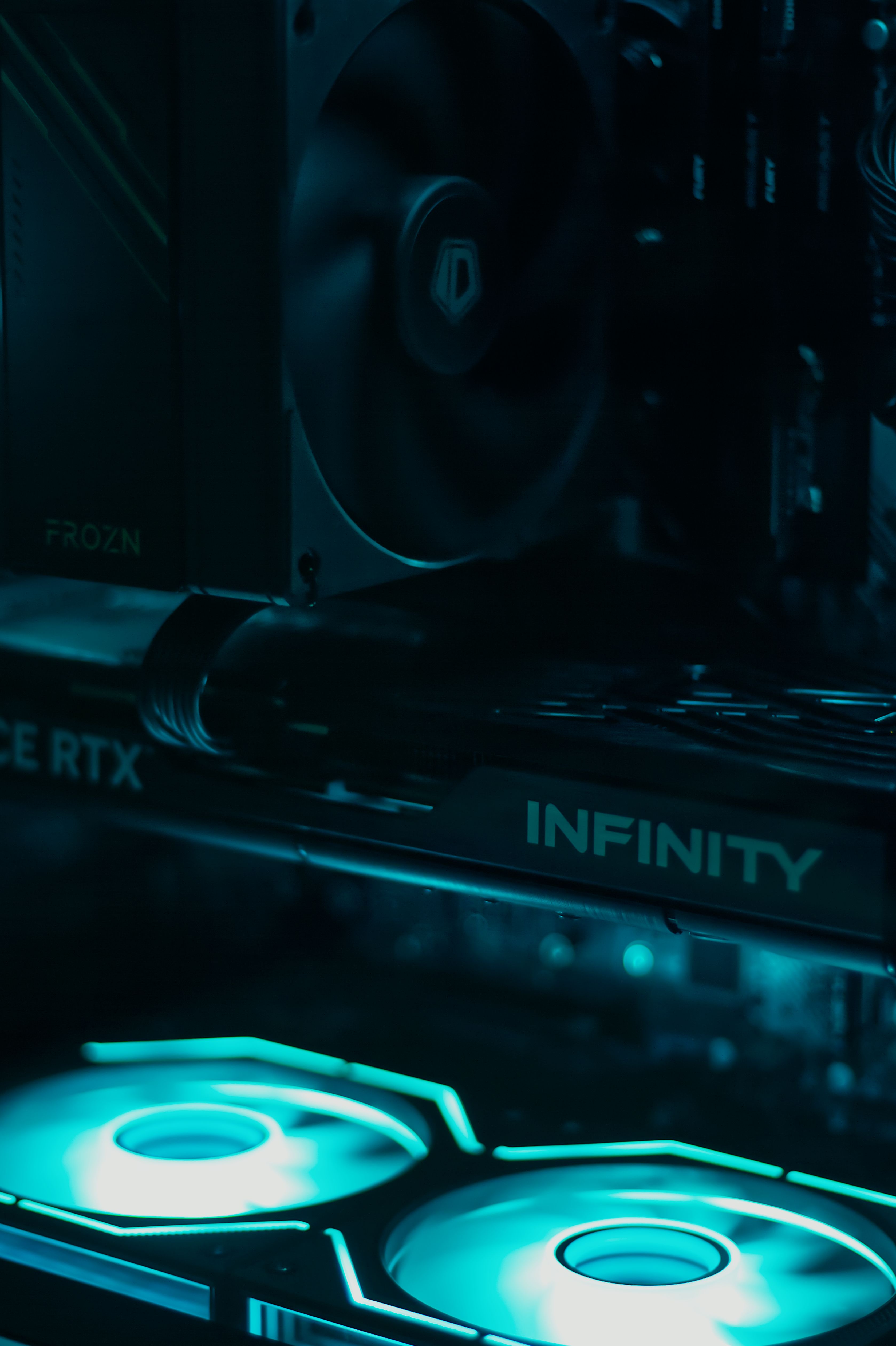 Close-up of Gaming PC Components with LED Lighting · Free Stock Photo