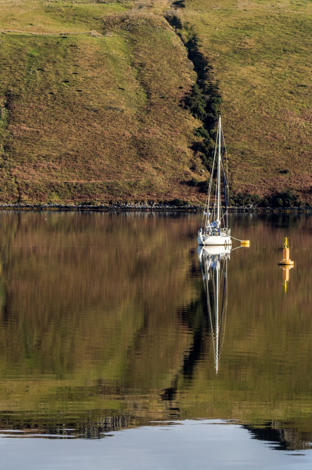 Serene Reflection of Yacht on Scottish Waters · Free Stock Photo