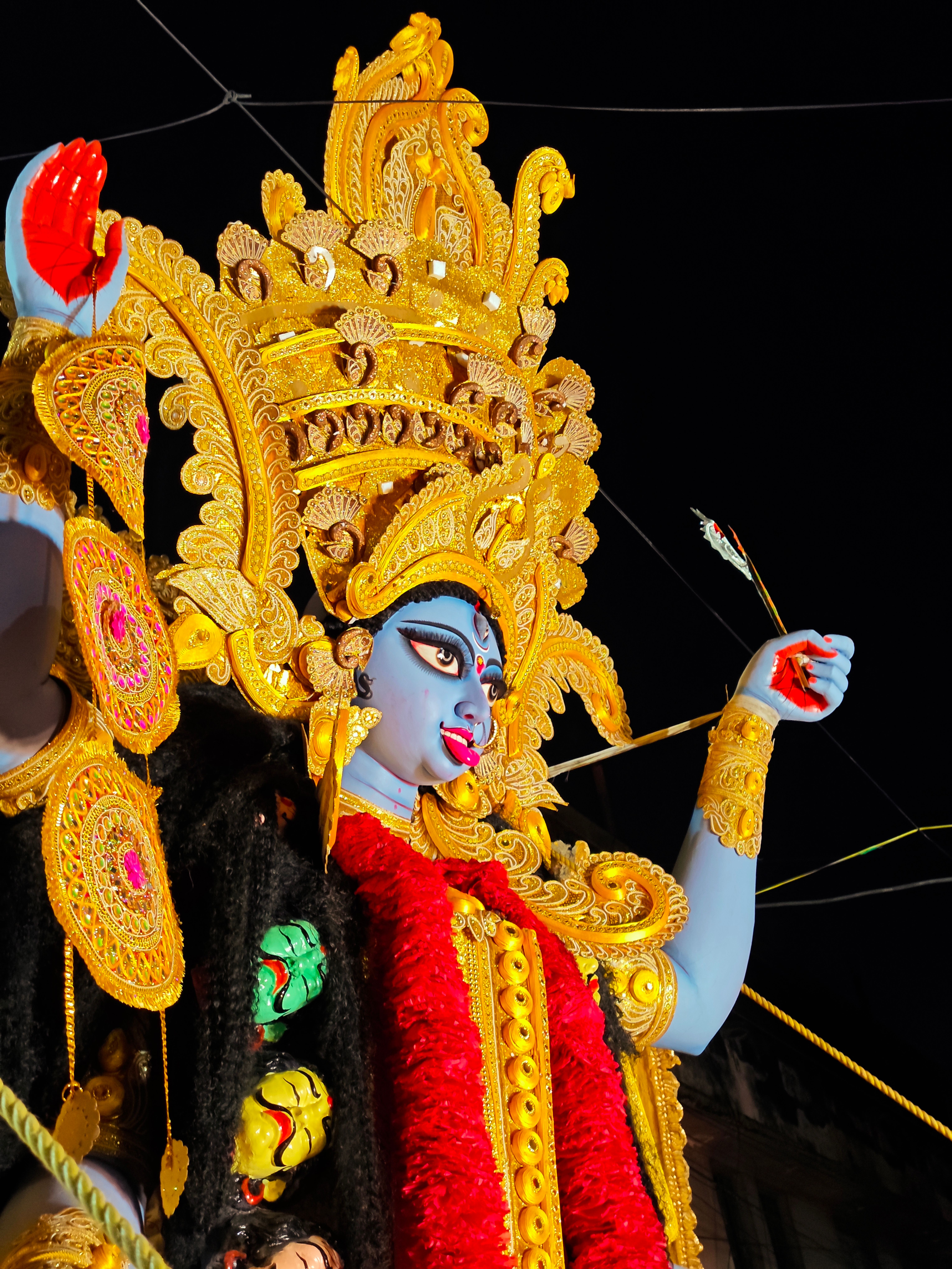 Vibrant Durga Puja Festival Statue at Night · Free Stock Photo