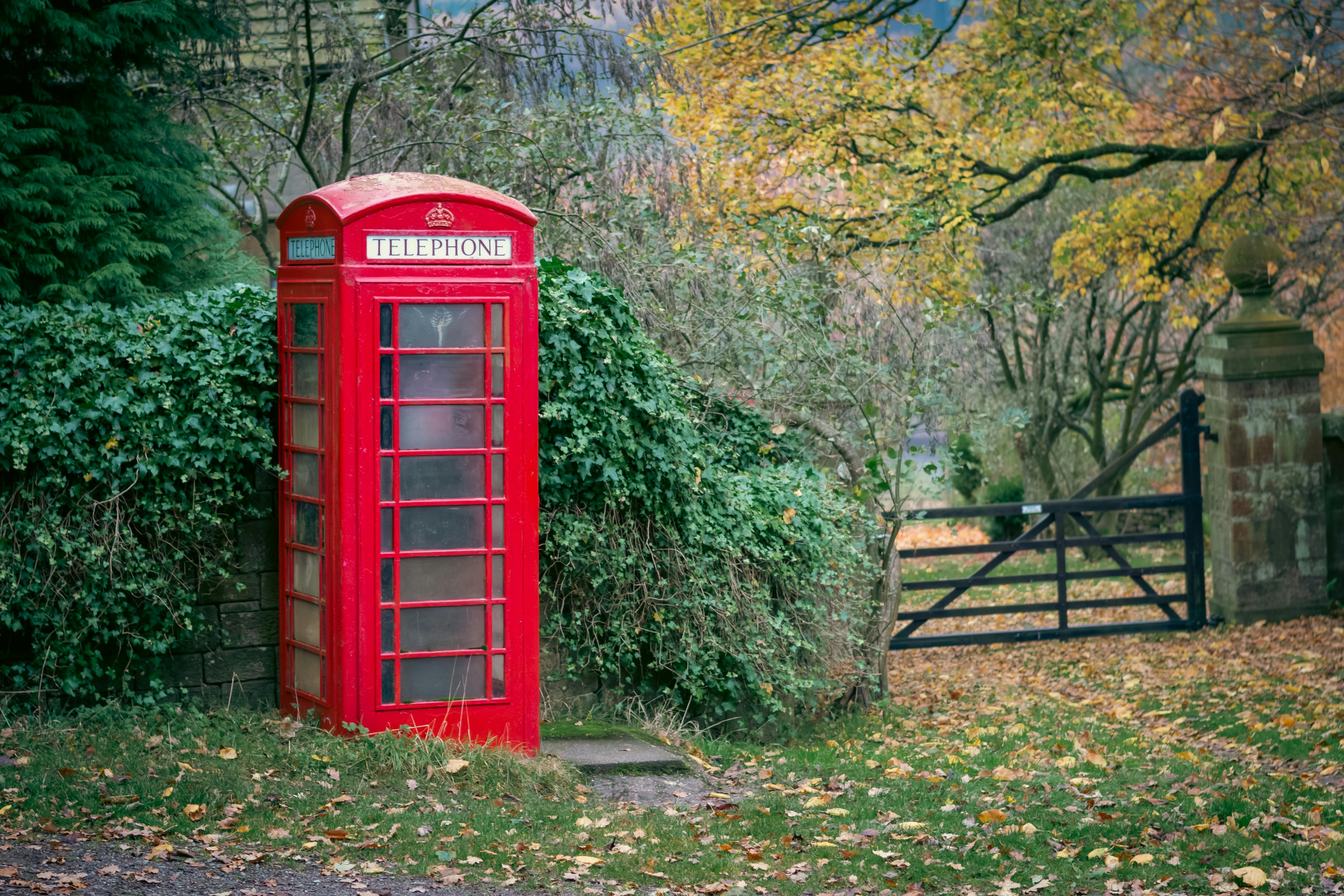 Classic British Red Telephone Box in Autumn · Free Stock Photo