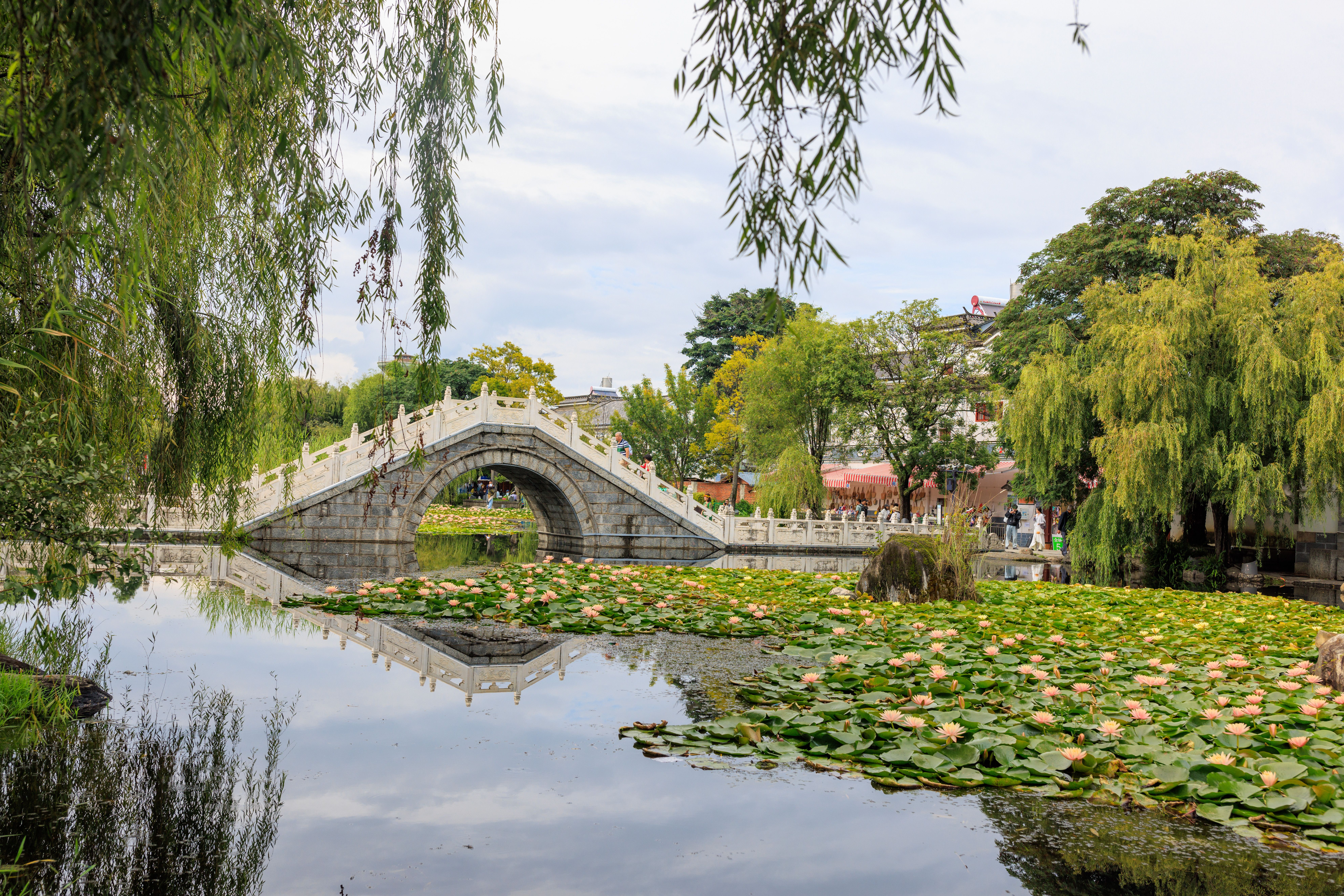 Picturesque Stone Bridge Over Serene Pond · Free Stock Photo