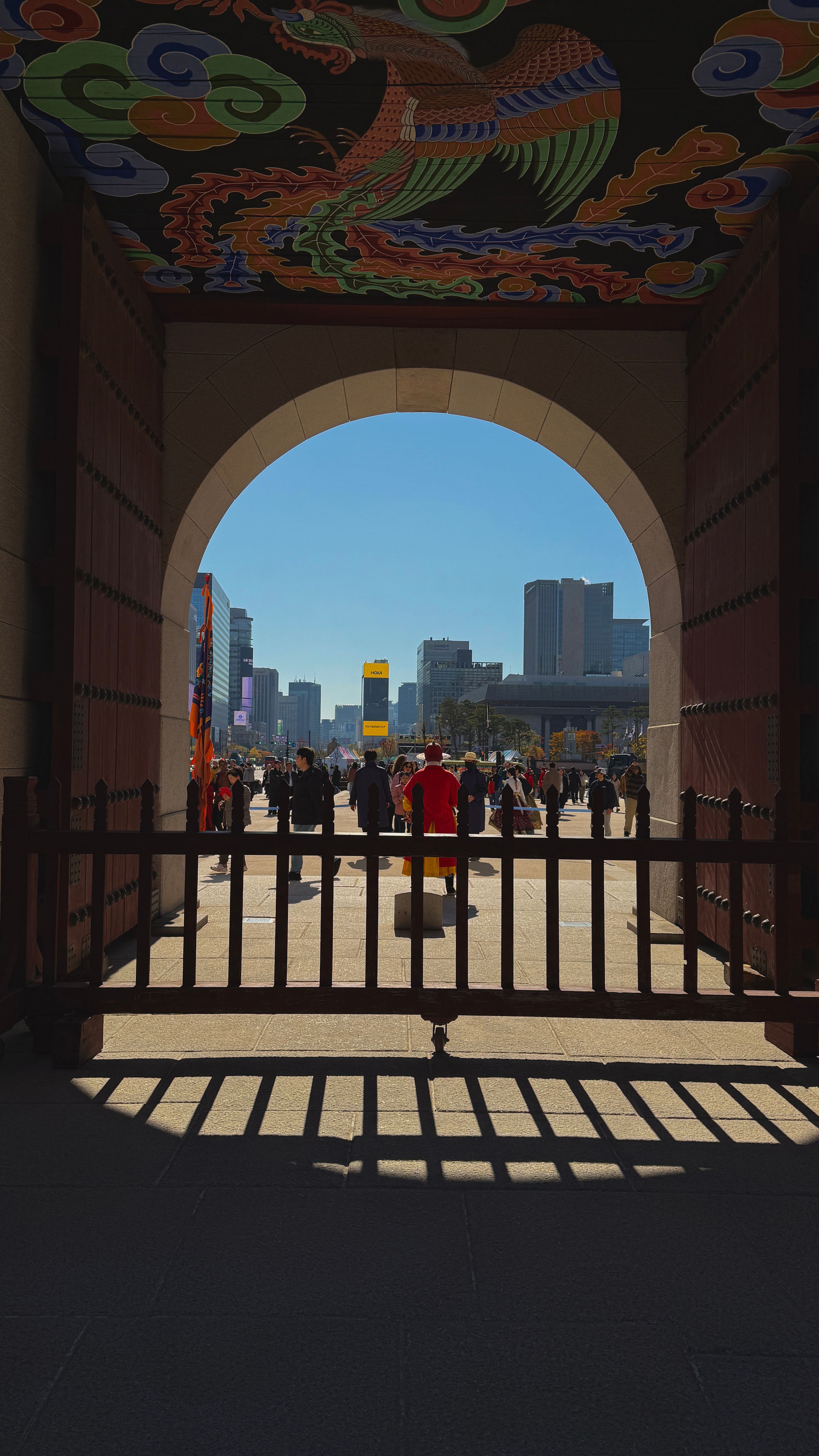 Traditional Korean Gate Overlooking Seoul Cityscape · Free Stock Photo