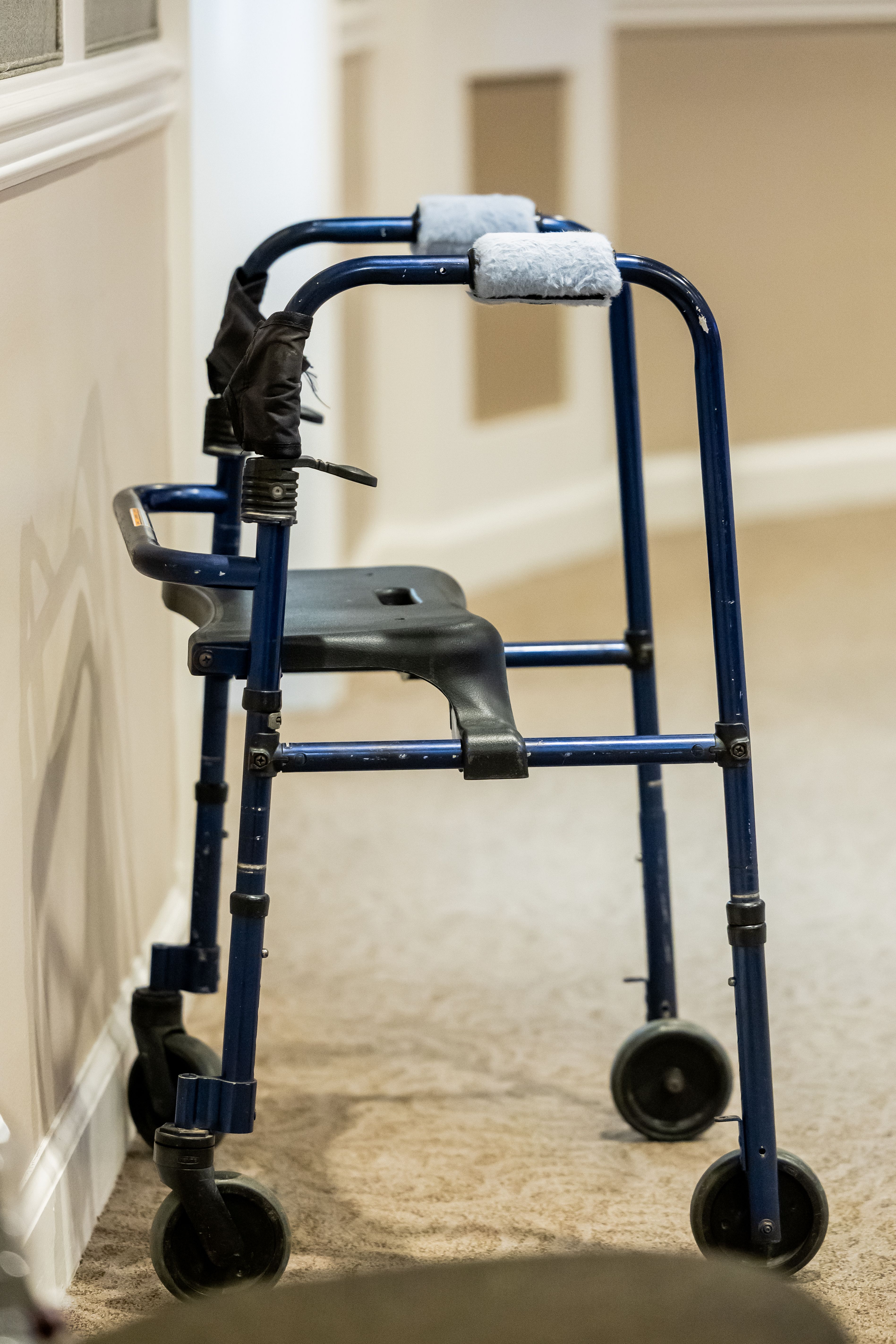 Blue Walker in a Senior Living Facility Hallway · Free Stock Photo