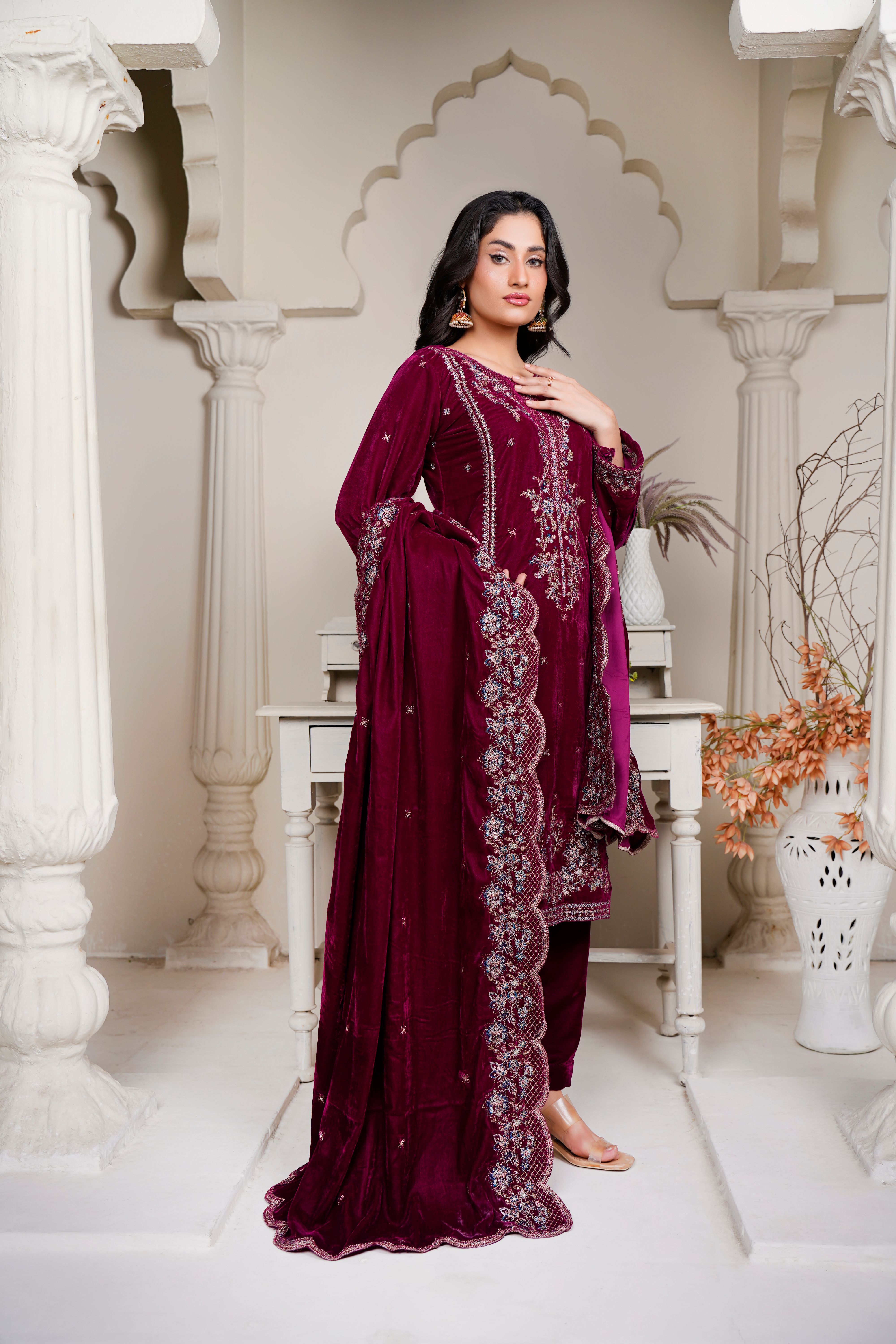 Elegant Velvet Eastern Dress Fashion Shoot · Free Stock Photo